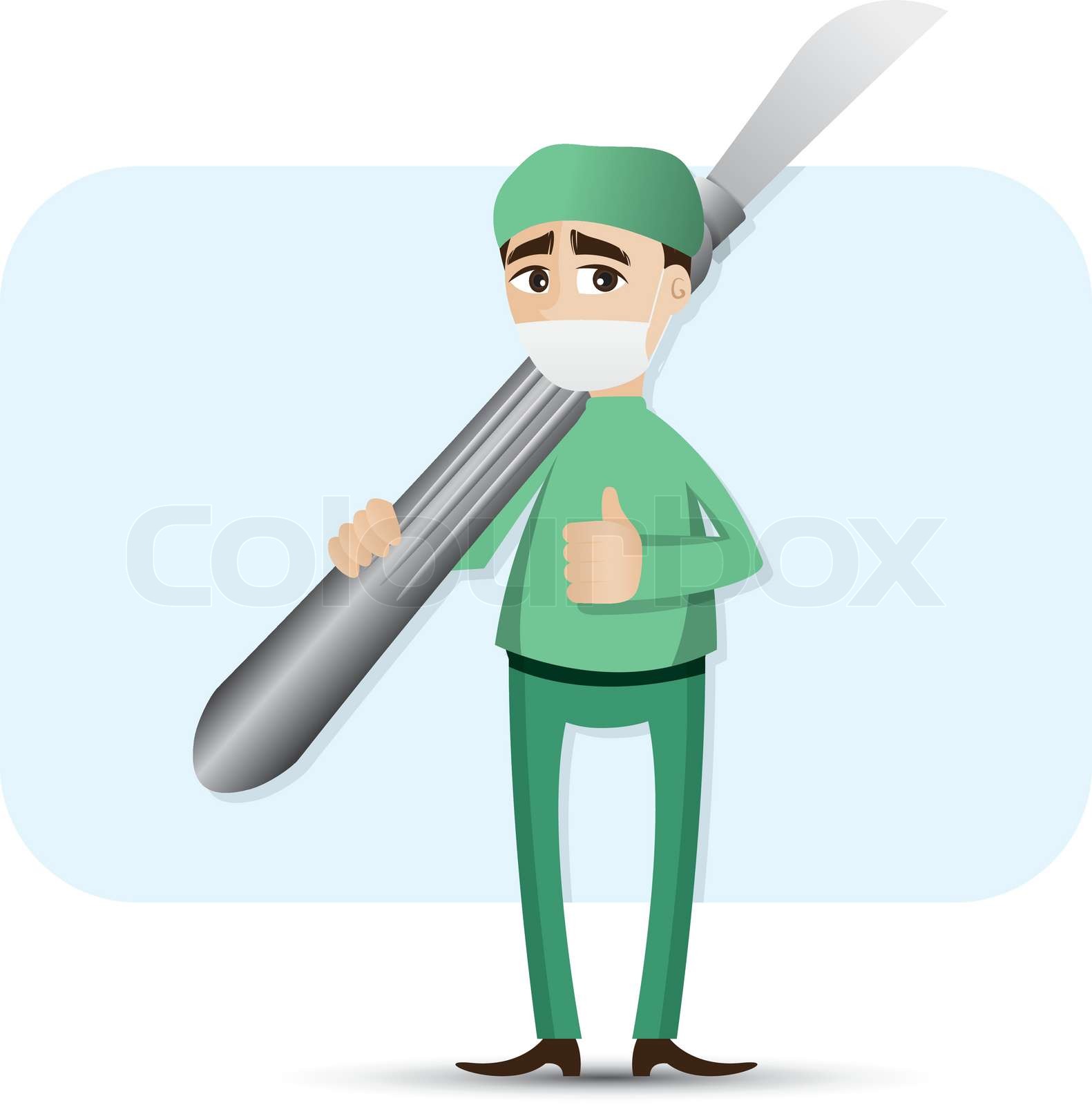 cartoon surgeon carrying scalpel | Stock vector | Colourbox