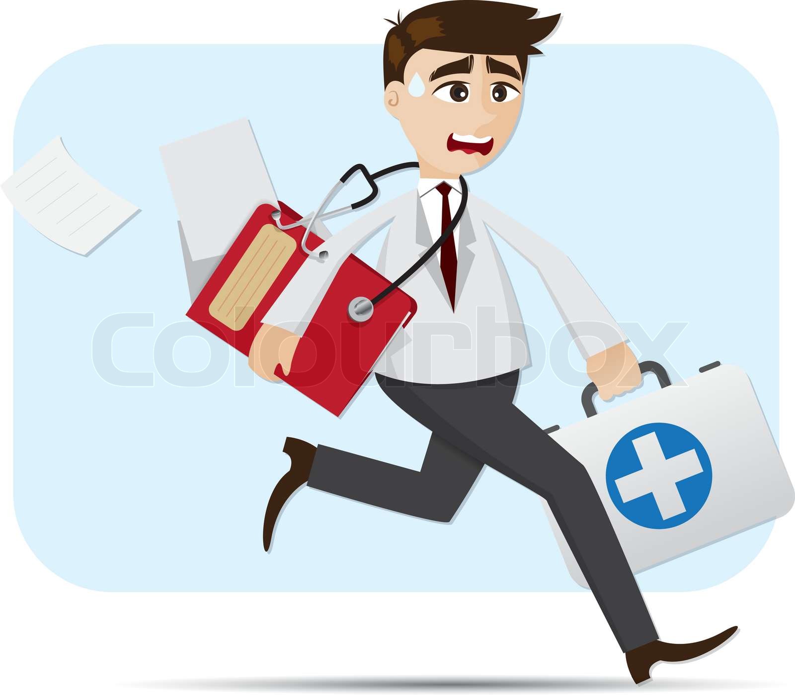 cartoon doctor in rush hour | Stock vector | Colourbox