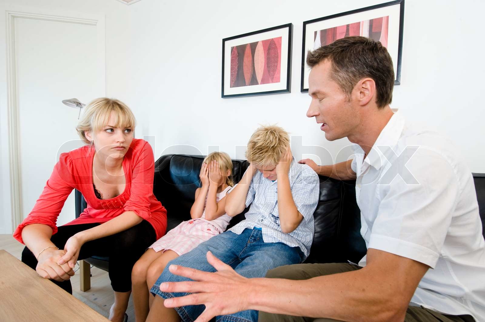 Arguing couples and their children | Stock image | Colourbox