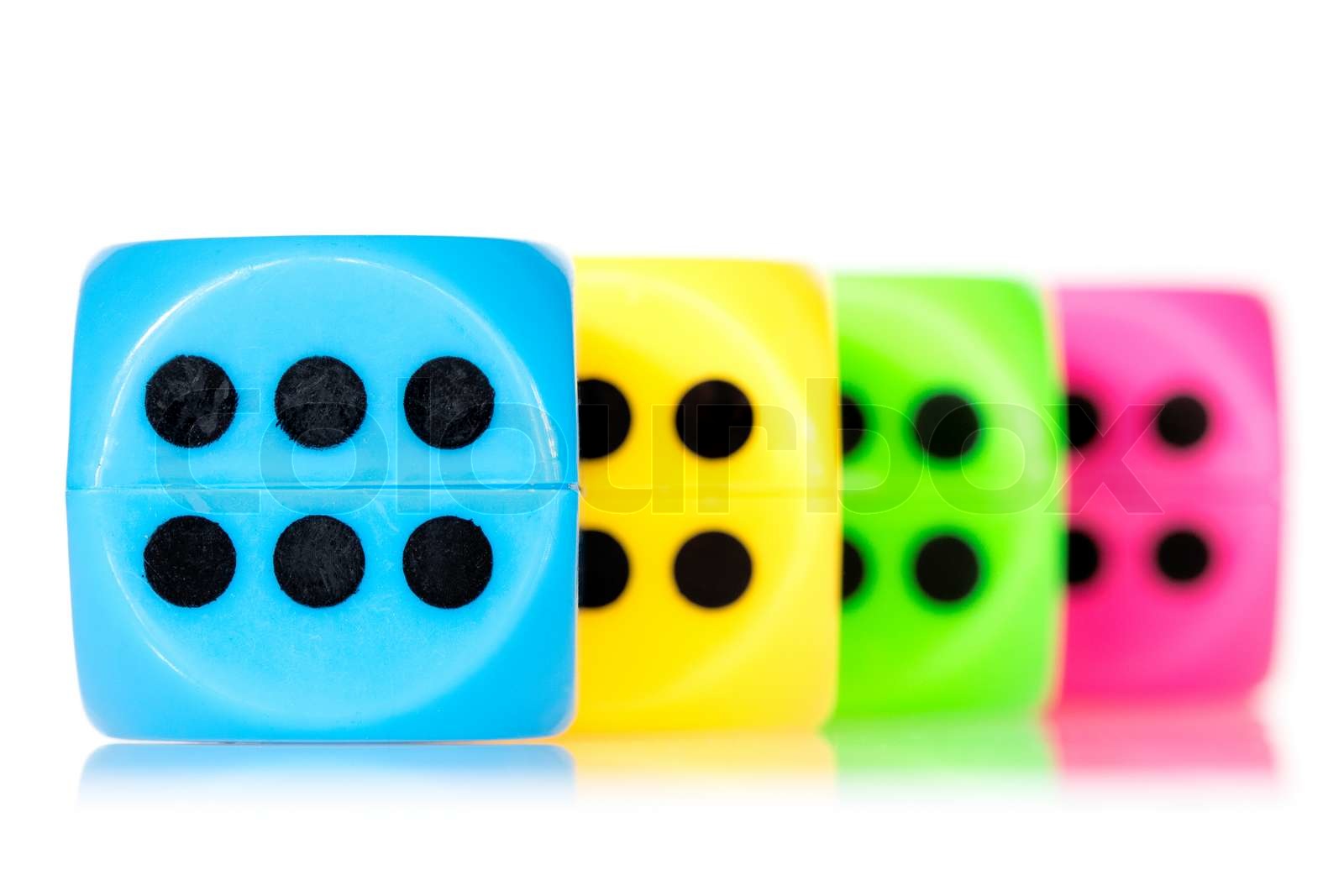 Colorful dice aligned | Stock image | Colourbox