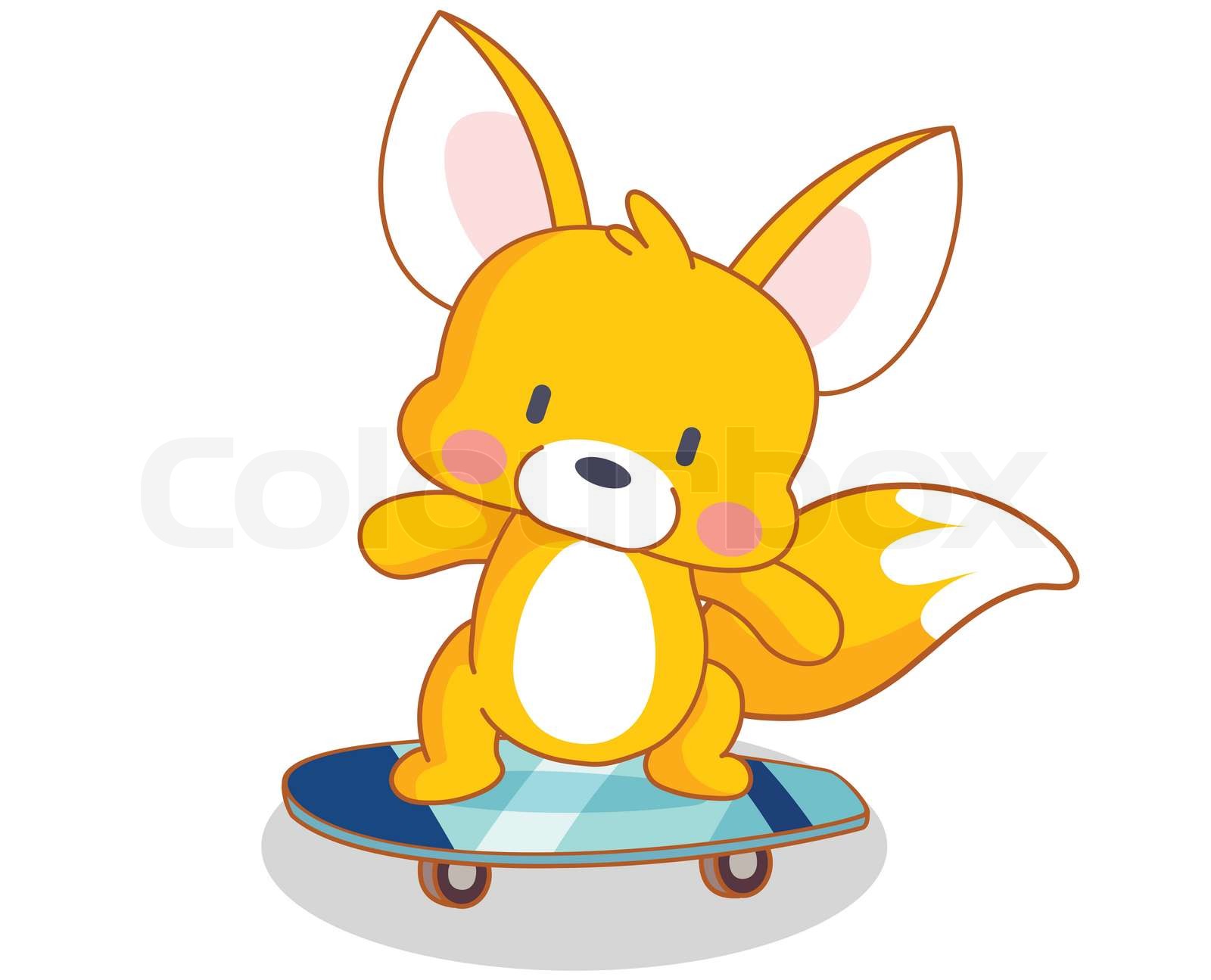 cartoon squirrels are playing skateboard | Stock vector | Colourbox