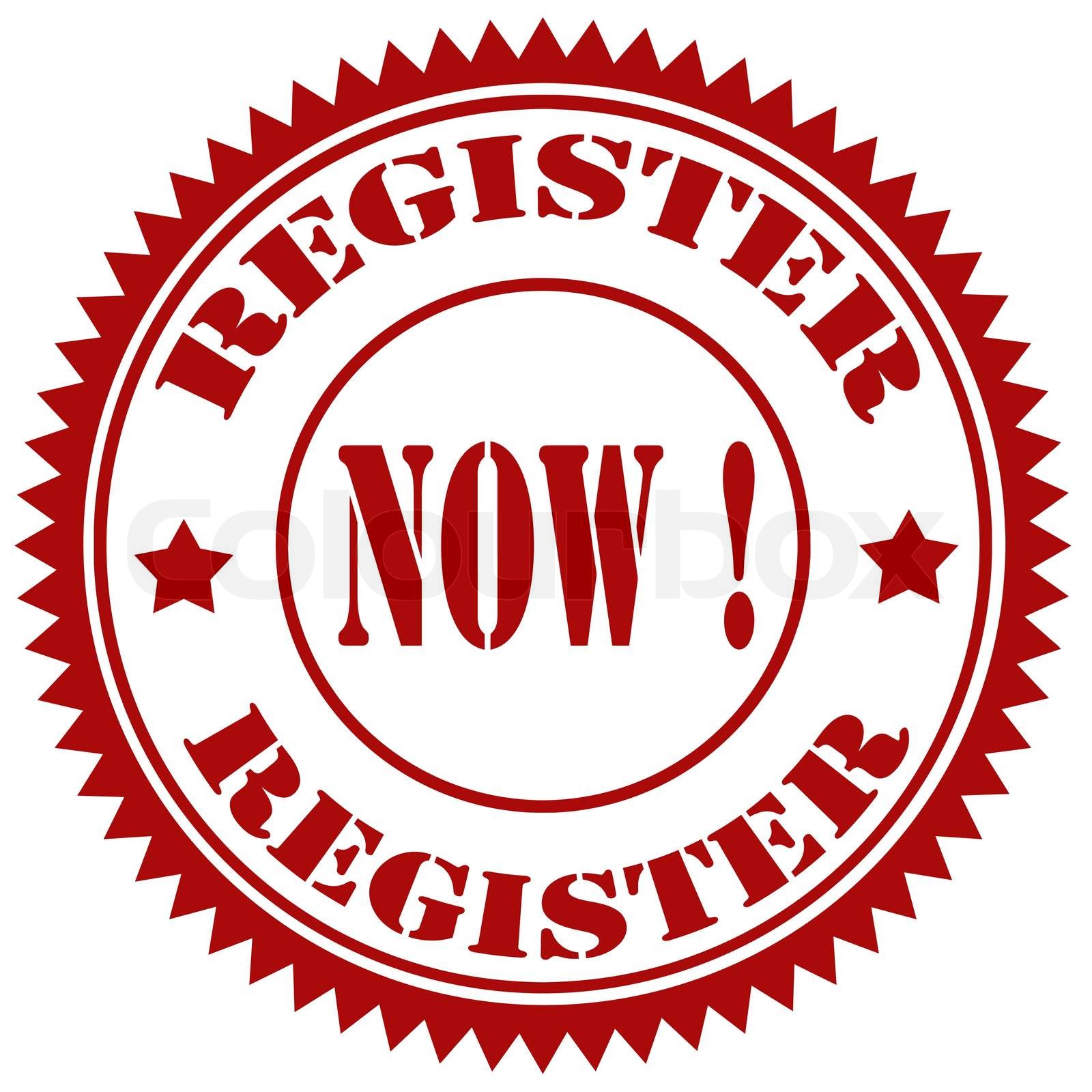 Register Now!-stamp | Stock vector | Colourbox