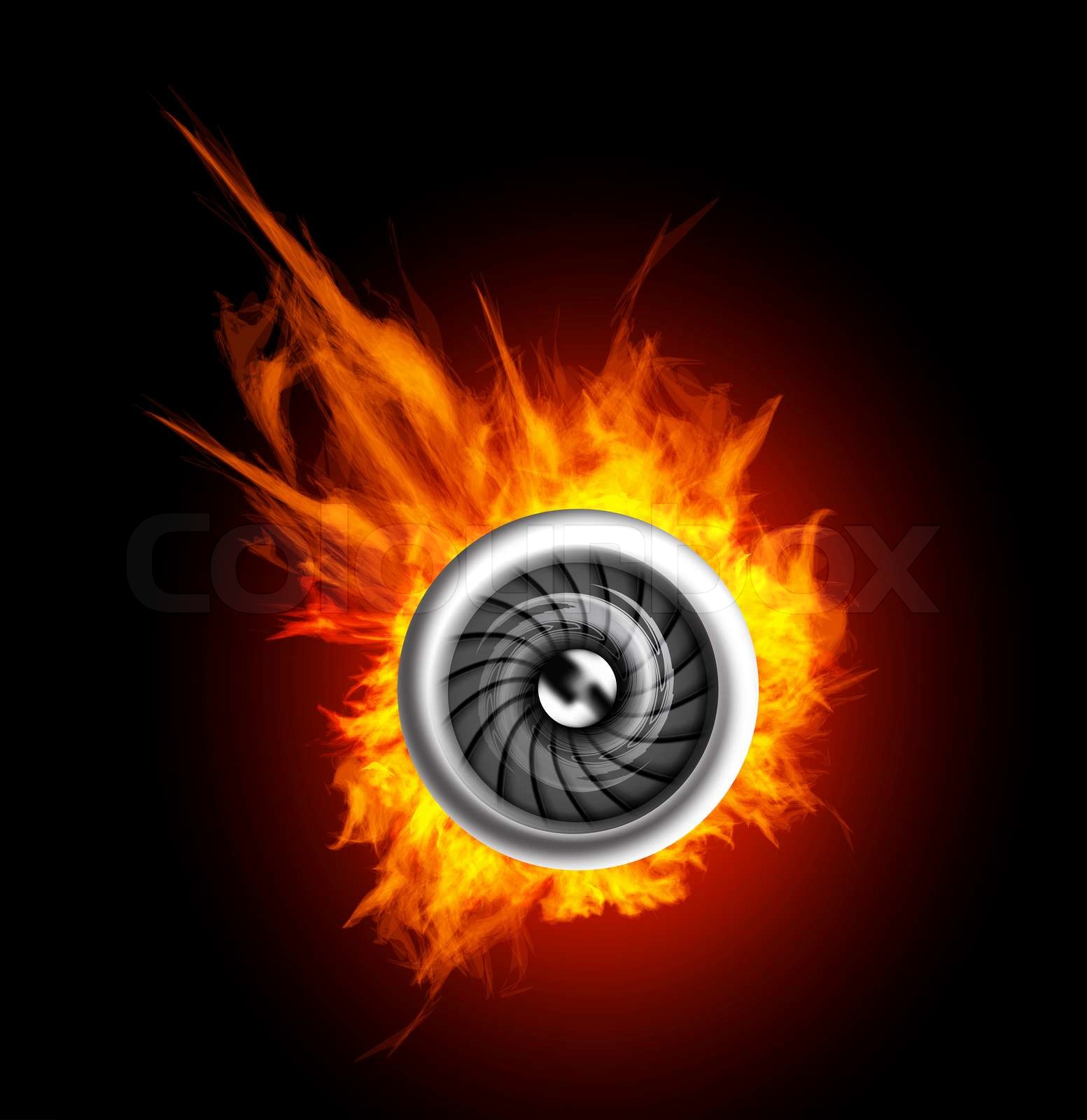 Jet engine in the fire | Stock image | Colourbox