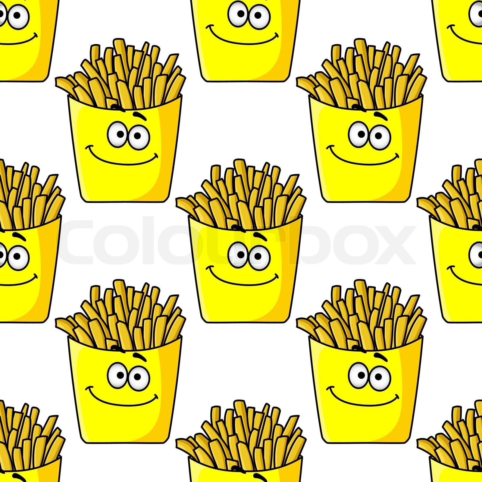 Smiling takeaway French fries seamless | Stock vector | Colourbox