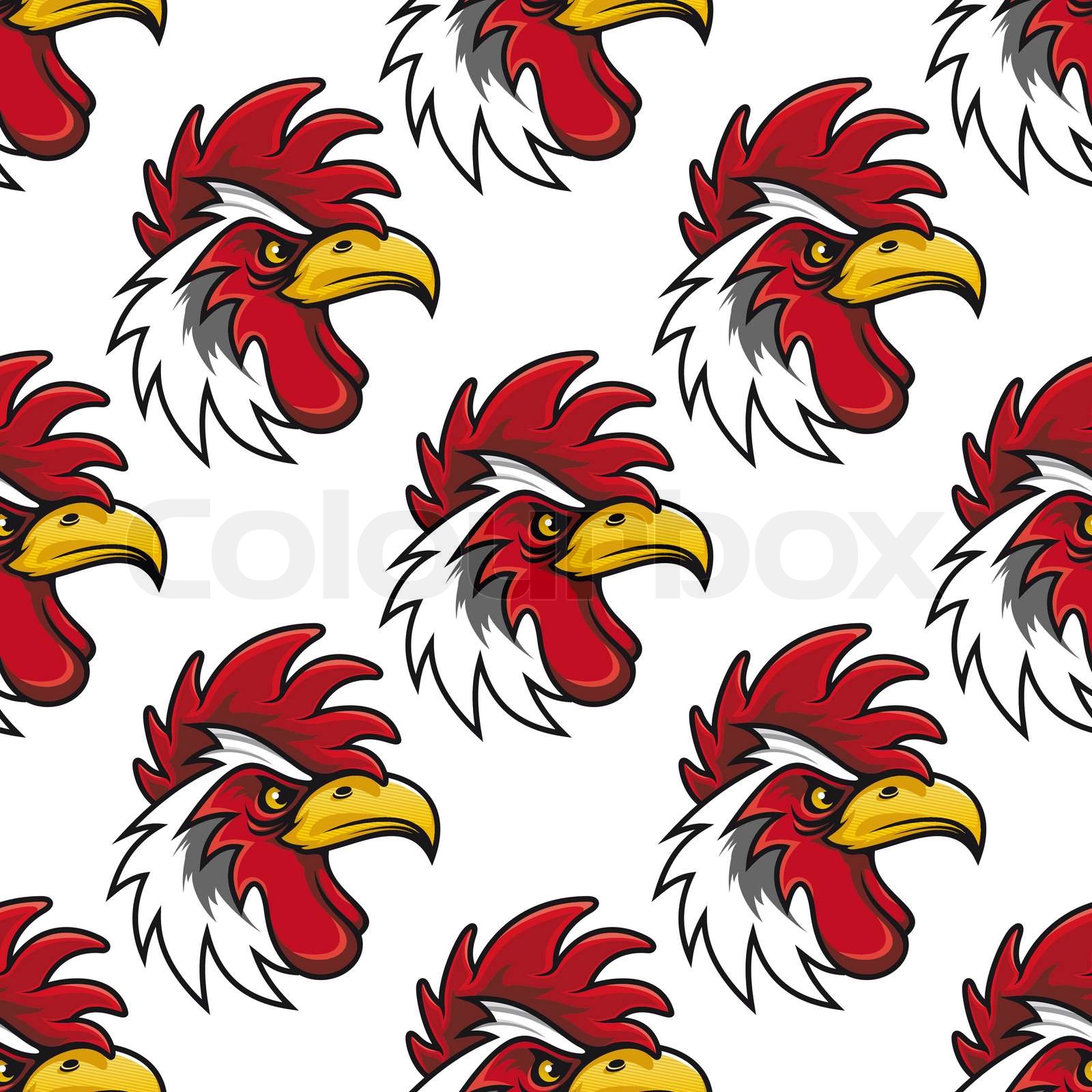 Hahn Kopf nahtlose Hintergrundmuster | Stock-Vektor | Colourbox