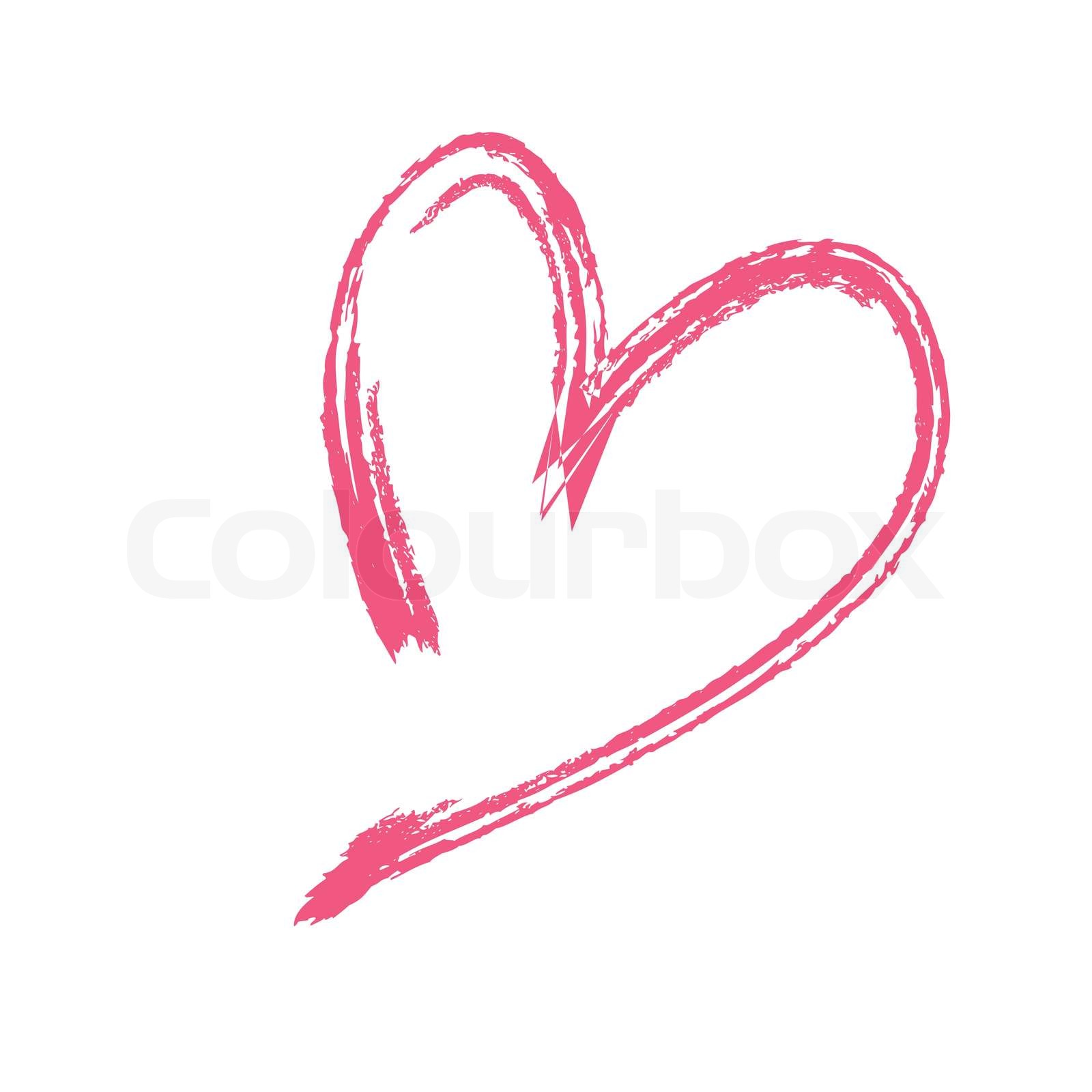 Romantisk hjerte på hvid baggrund, Sødt lyserødt håndtegnet hjerte ...