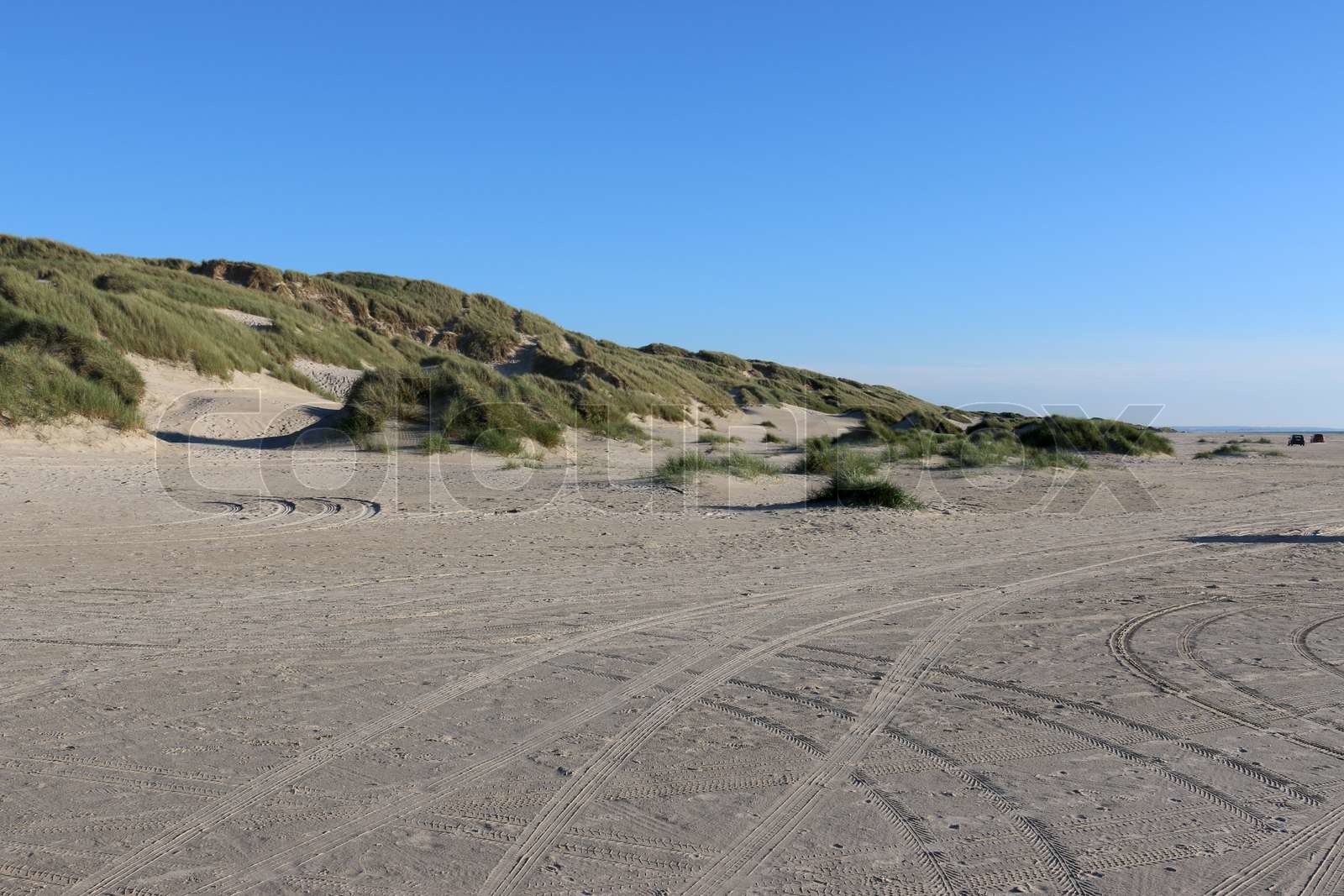 Klitlandskab, sandstrand og Vesterhavet i Nordjylland mellem Løkken og ...