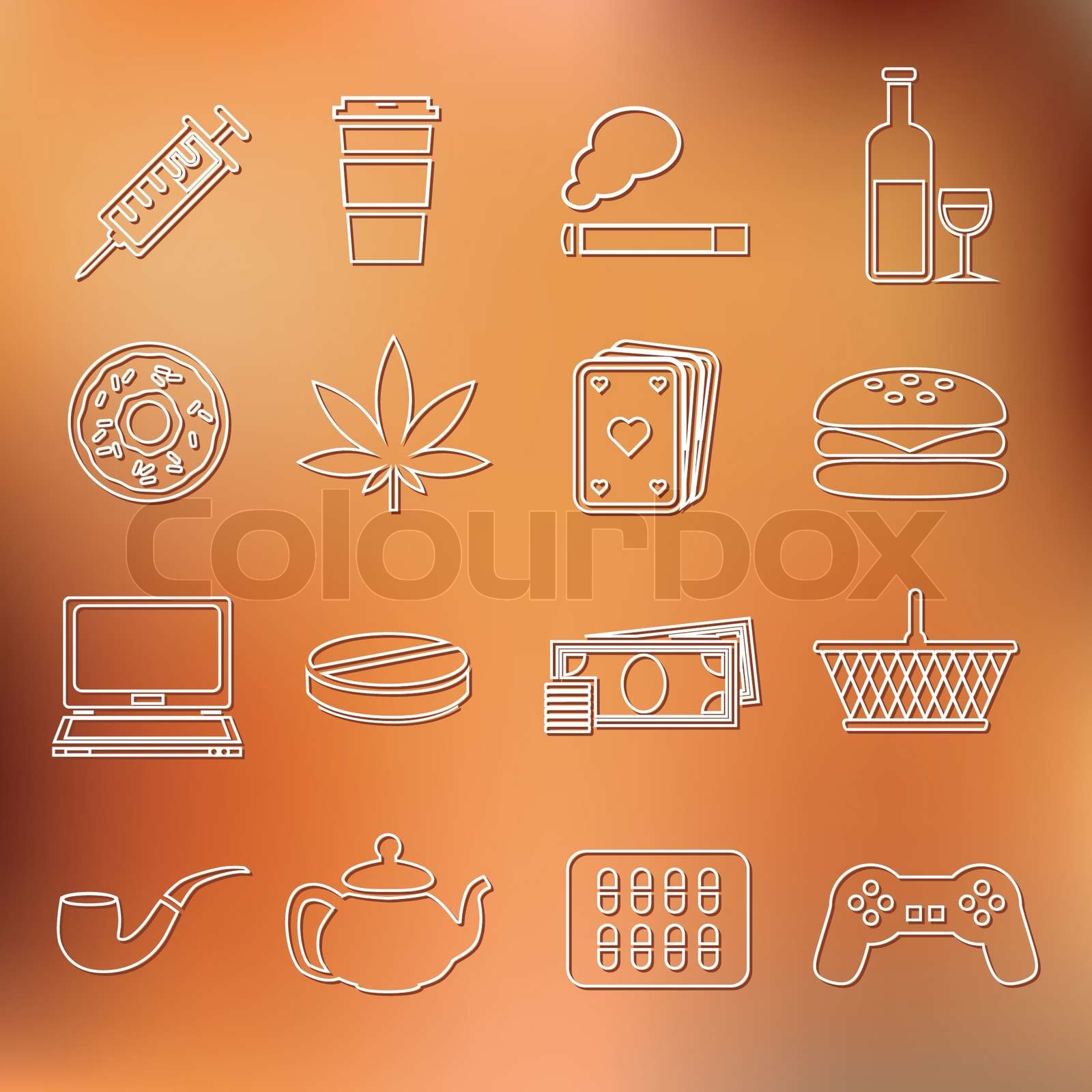 addiction outline icons | Stock vector | Colourbox