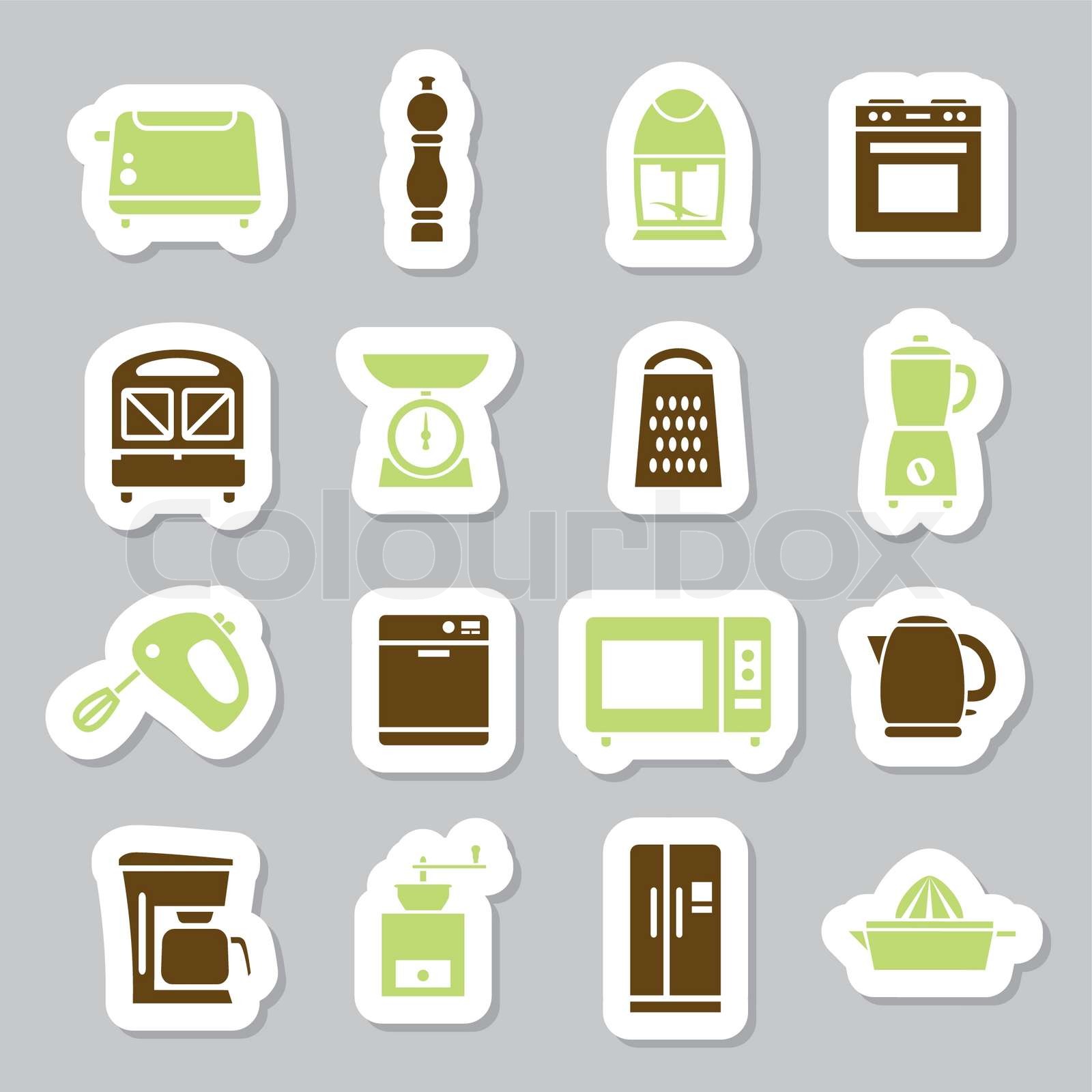 kitchen appliances and tools stickers | Stock vector | Colourbox