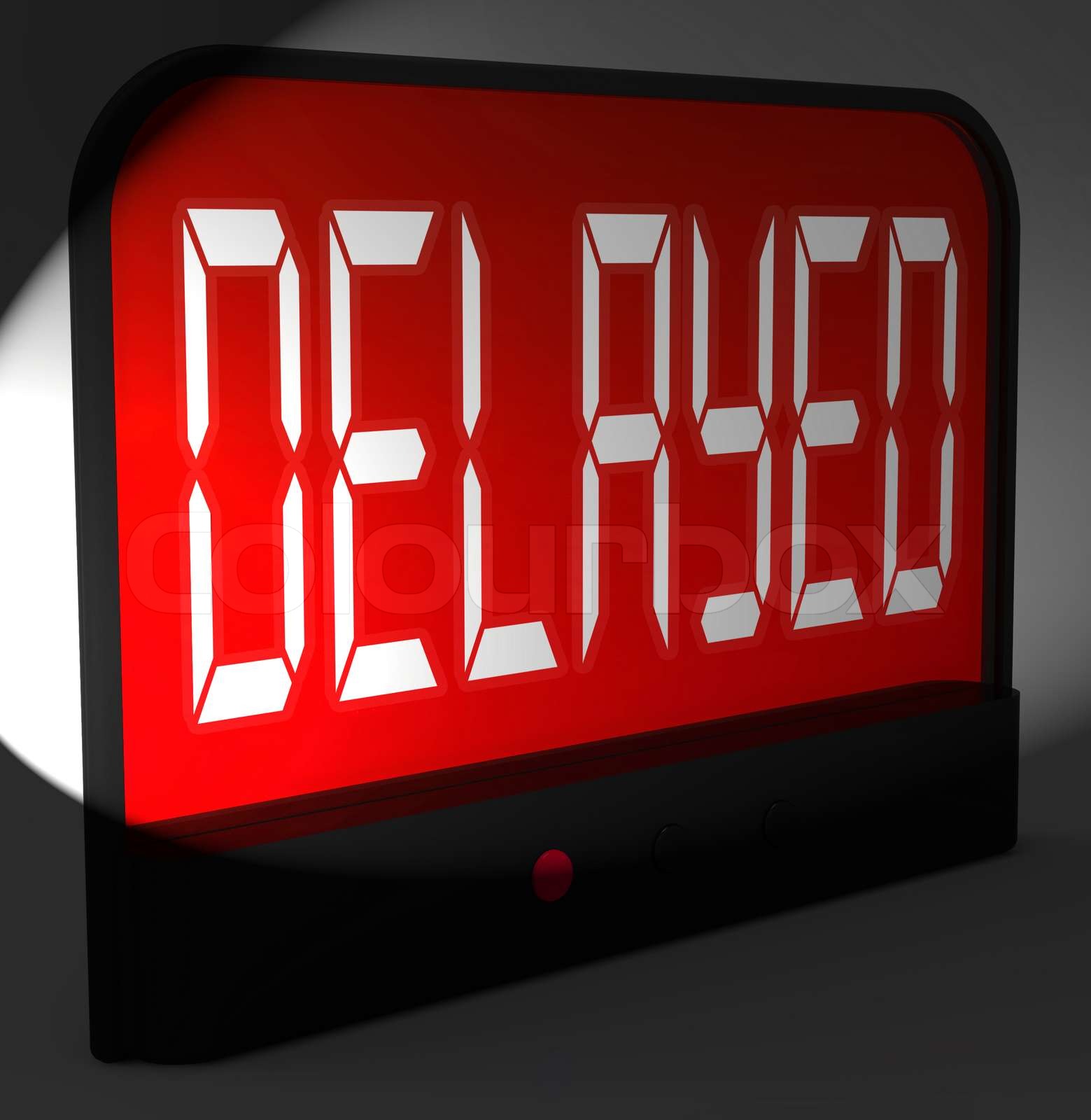 Delayed Digital Clock Shows Postponed Or Running Late | Stock image ...