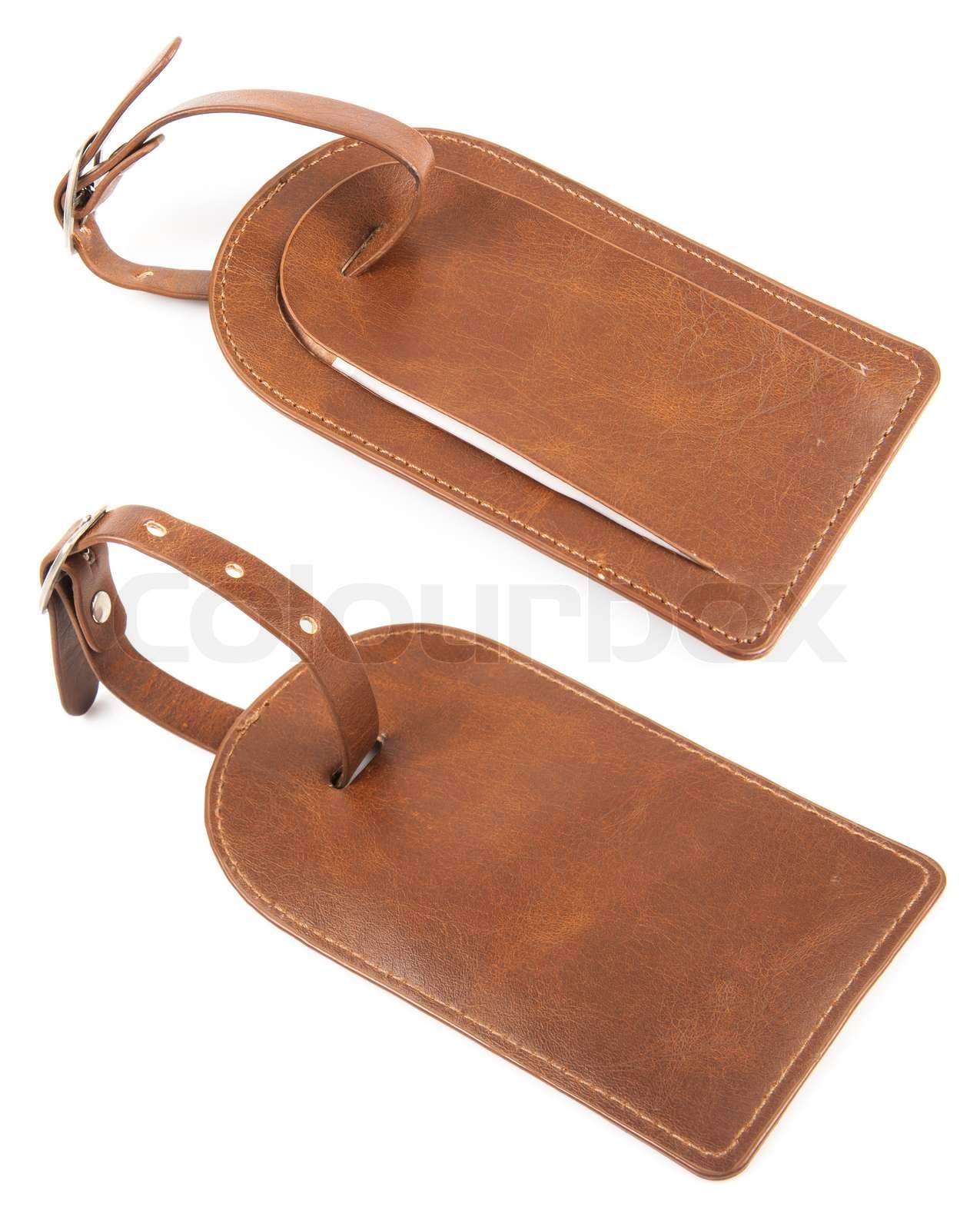 Brown Leather Name Tag | Stock image | Colourbox