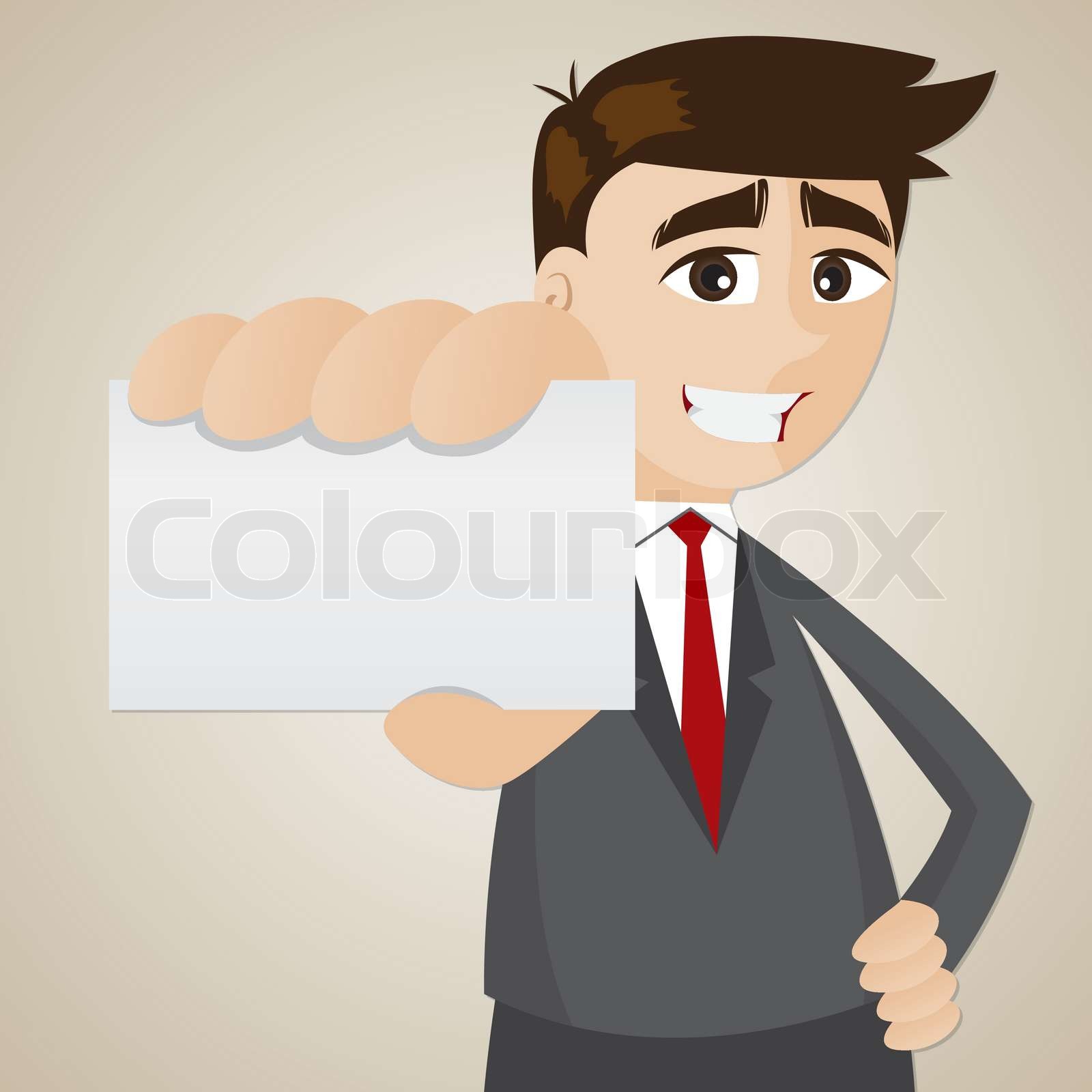 cartoon businessman showing blank name card | Stock vector | Colourbox