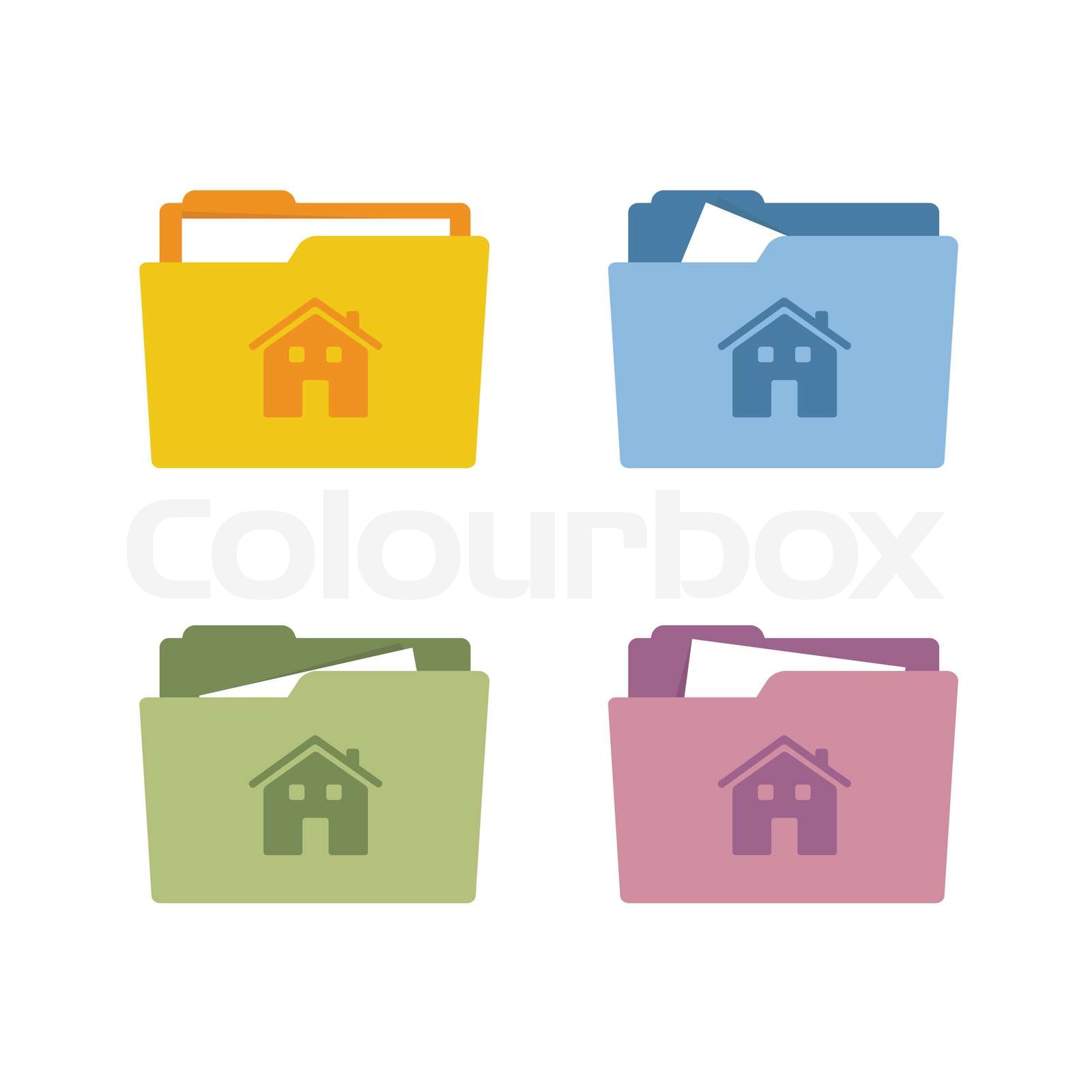 Ordner-Symbol gesetzt, Archiv-Vektor-Symbol, bunte Ordner-Symbol ...