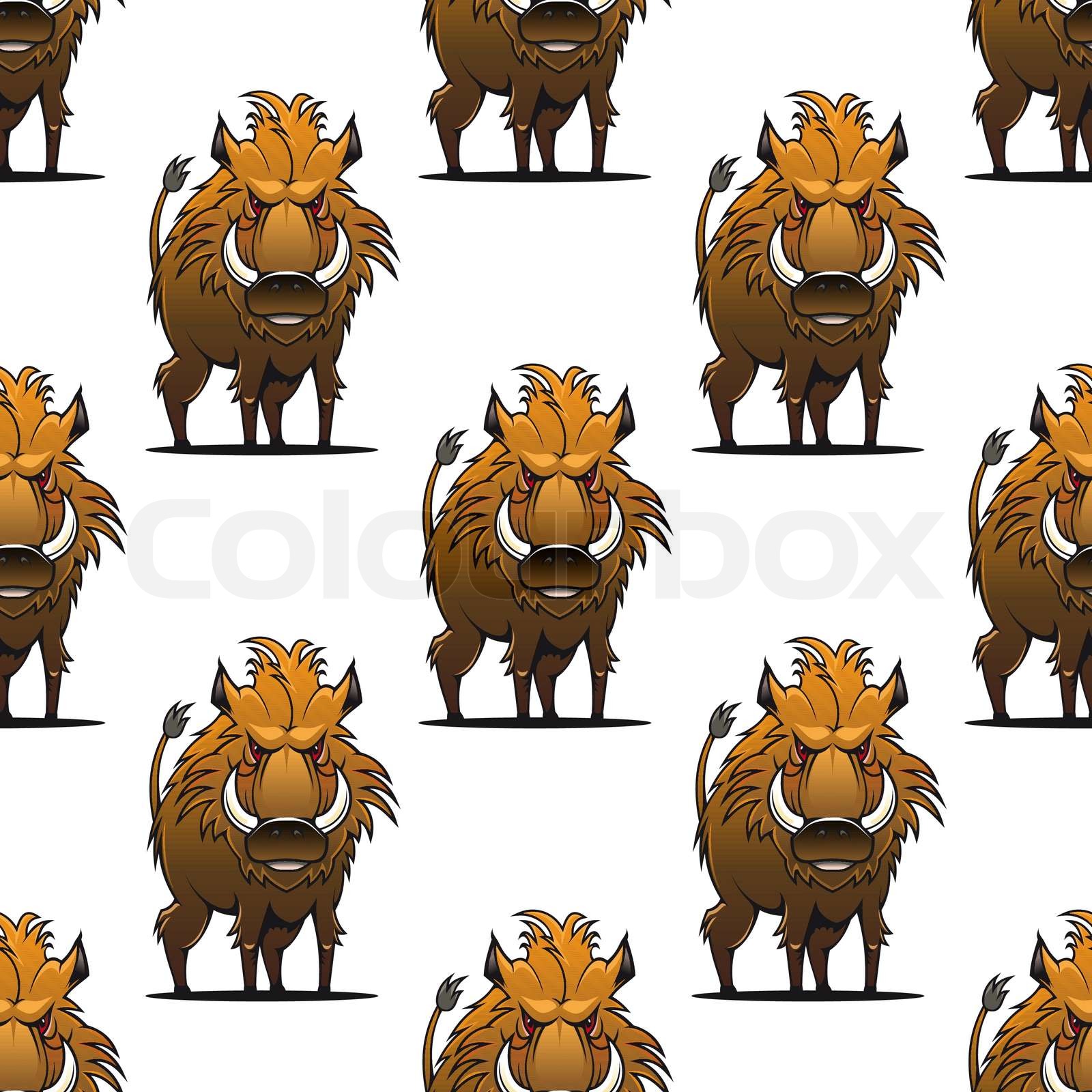 Fierce angry wild boar or warthog seamless pattern | Stock vector ...