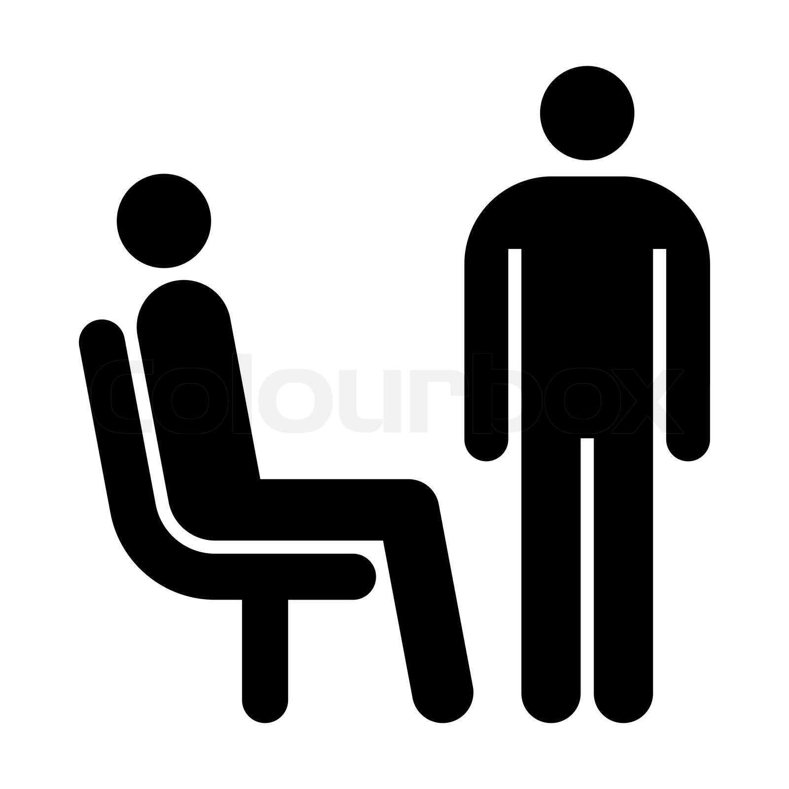 Seating and standing man. Waiting room symbol | Stock vector | Colourbox