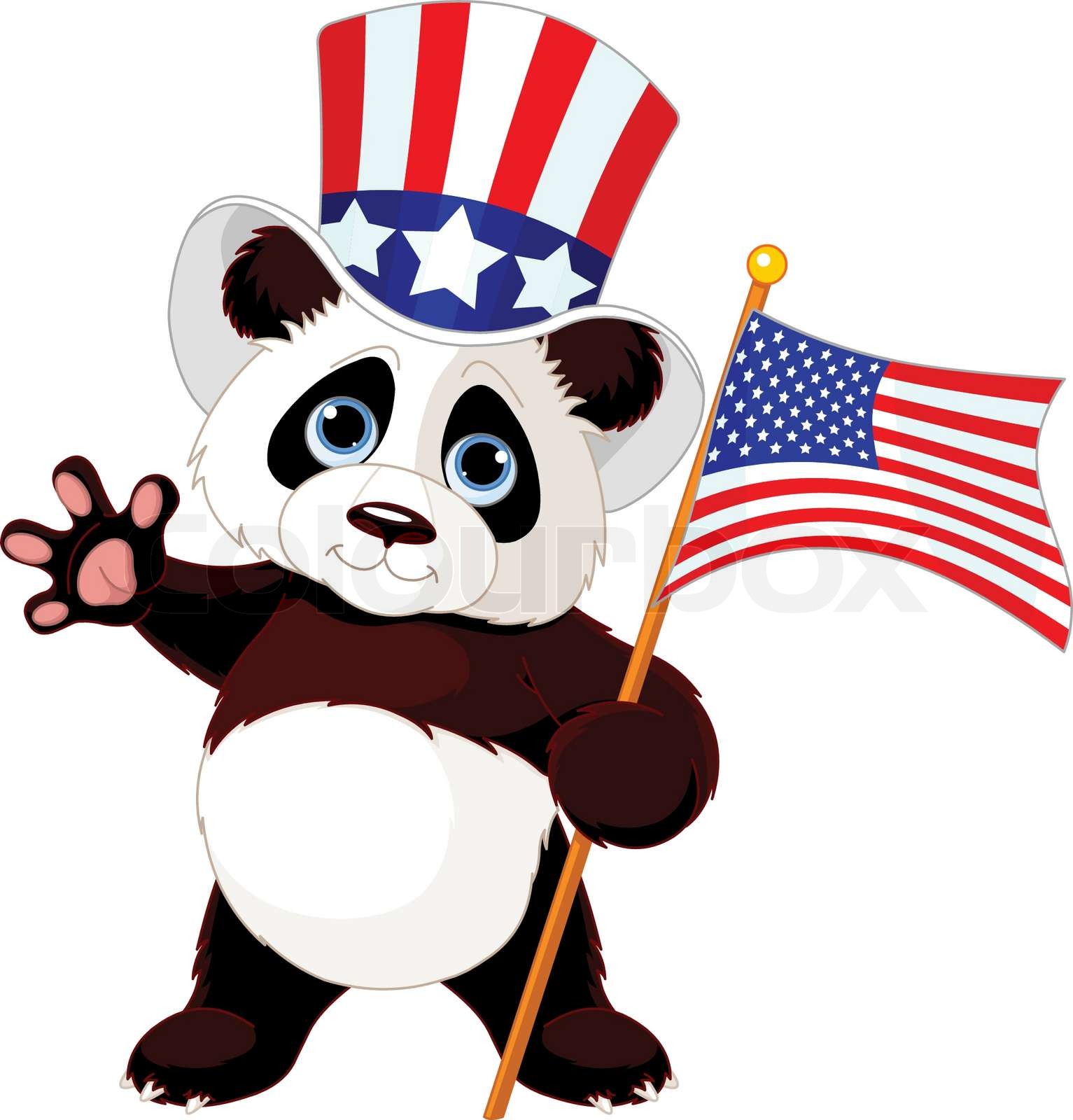Panda Holding American Flag | Stock vector | Colourbox