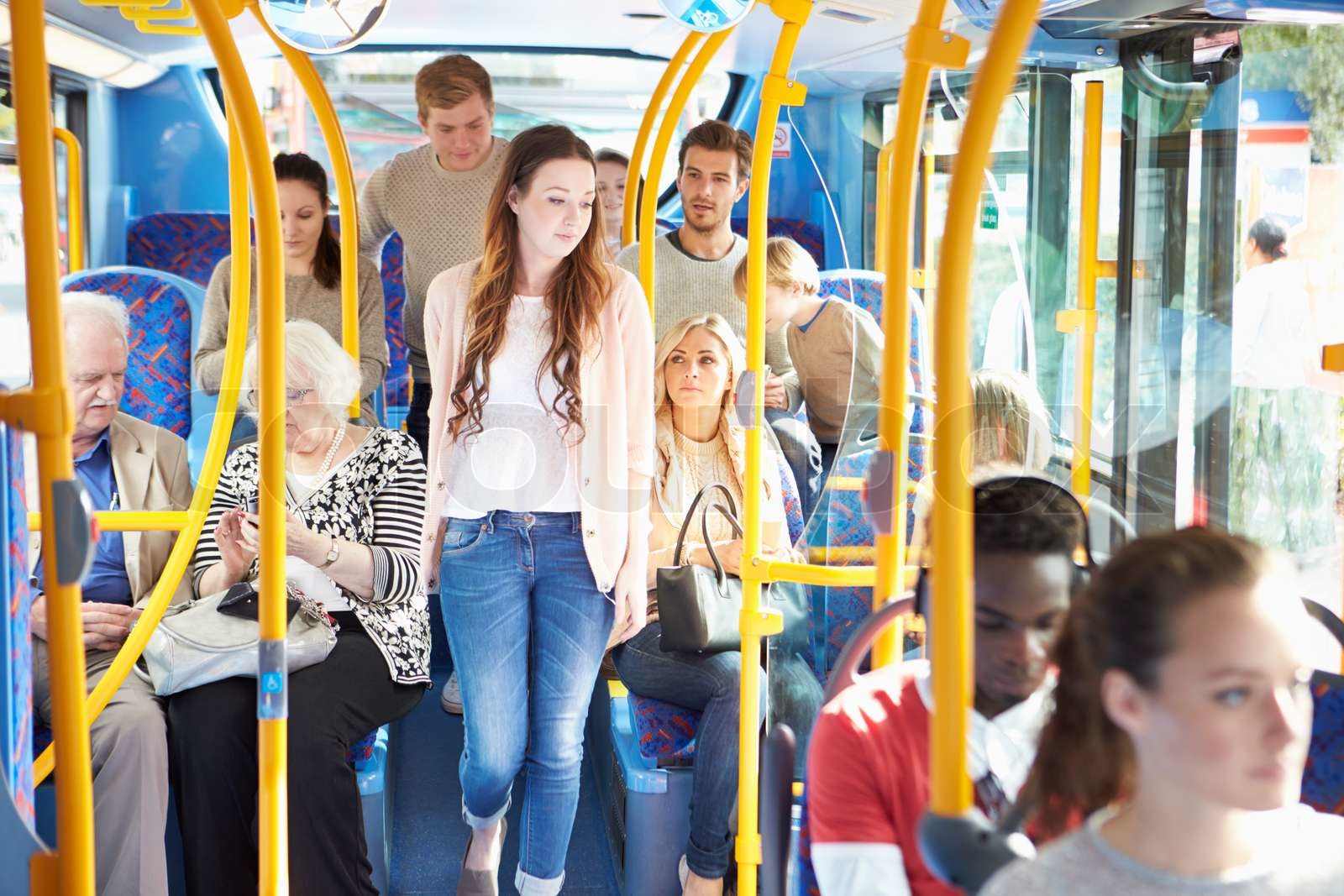 Interior Of Bus With Passengers | Stock image | Colourbox