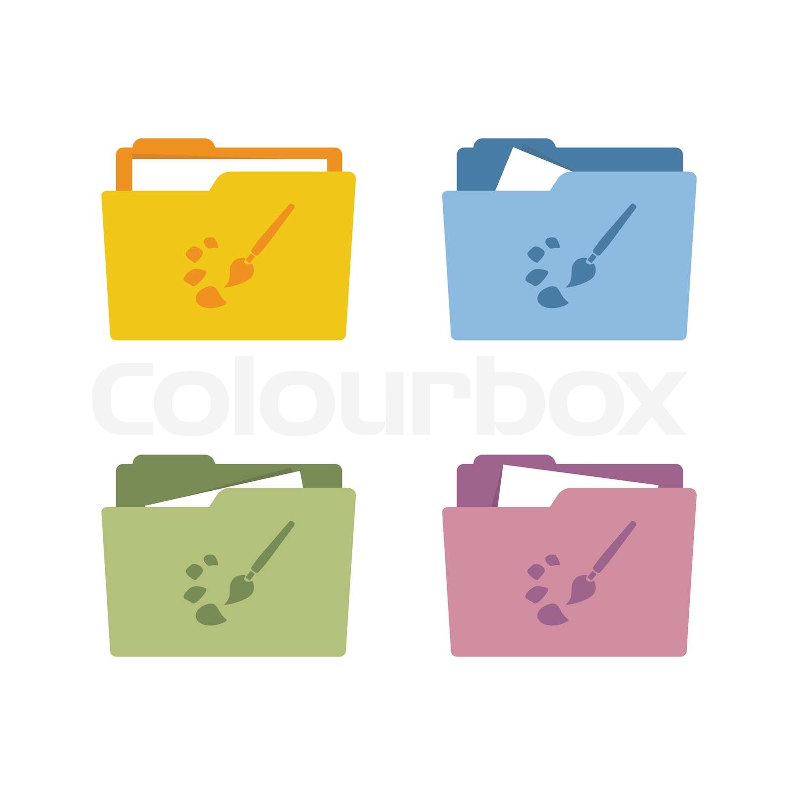 Ordner-Symbol gesetzt, Archiv-Vektor-Symbol, bunte Ordner-Symbol ...