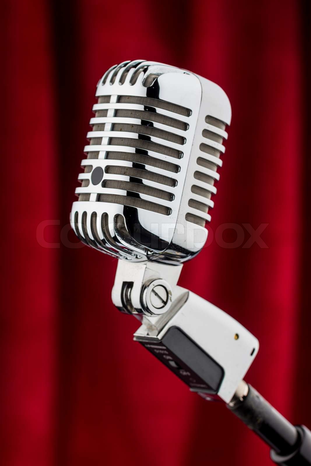 retro microphone against red velvet | Stock image | Colourbox