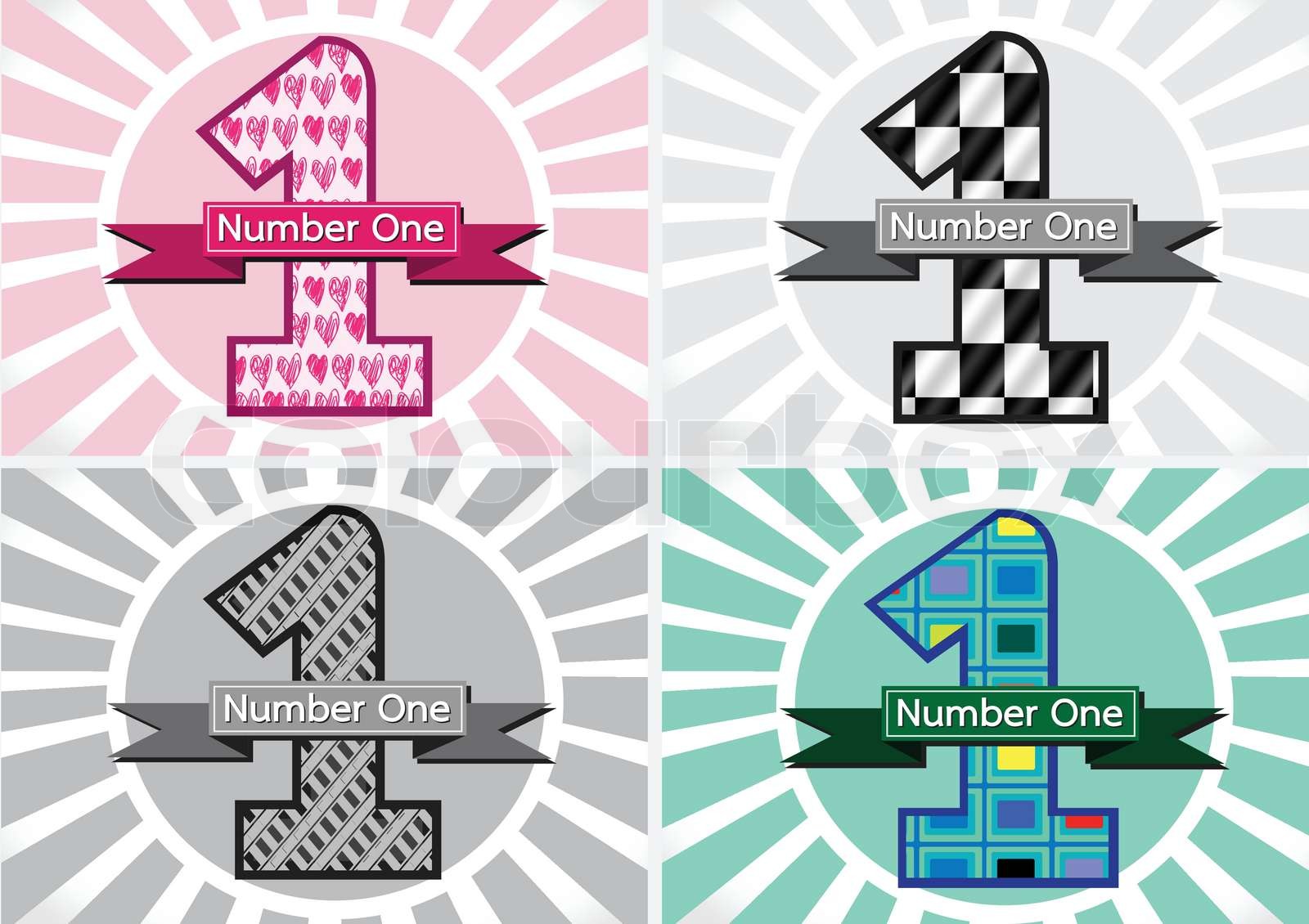 Number One and the Winner First Place sign simbol with ribbons | Stock ...