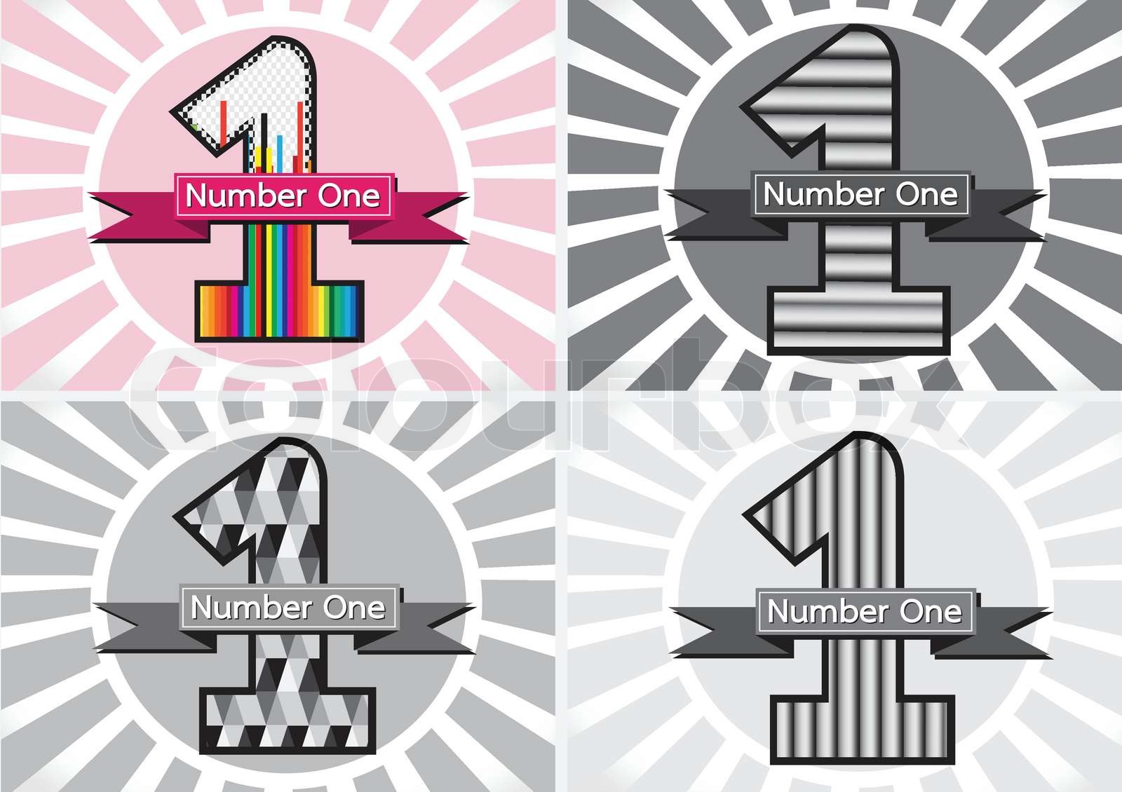 Number One and the Winner First Place sign simbol with ribbons | Stock ...