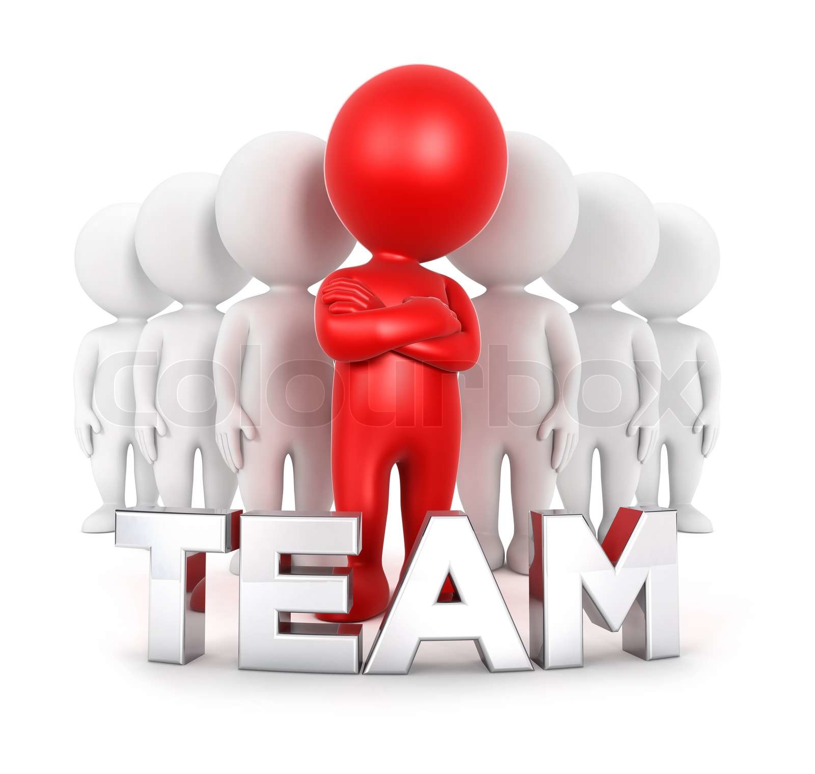 3d white people team with a leader | Stock image | Colourbox