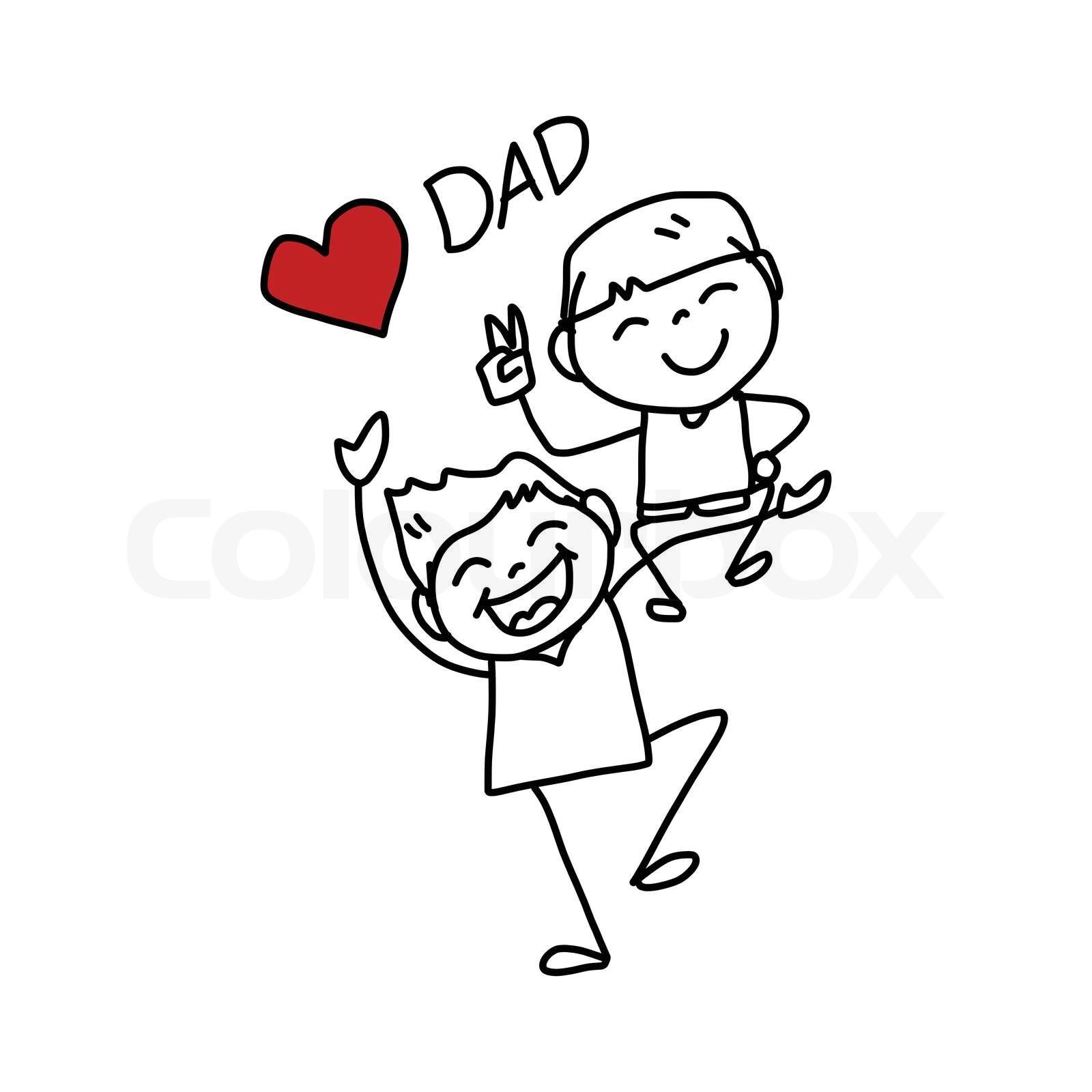 Happy Father's Day cartoon hand drawing | Stock vector | Colourbox