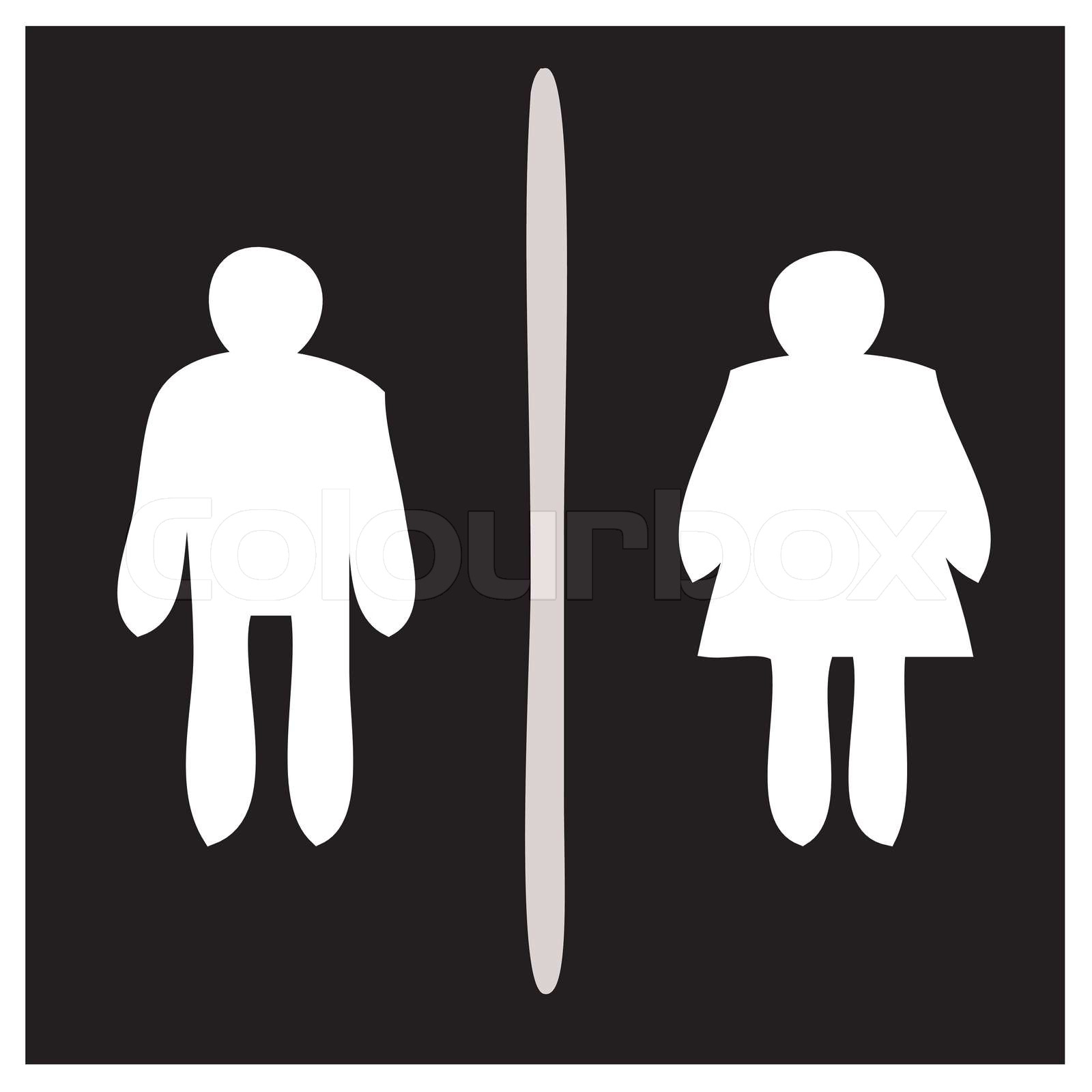 Woman and Man Figure on Toilet Guided Two Tone Sign Vector | Stock ...
