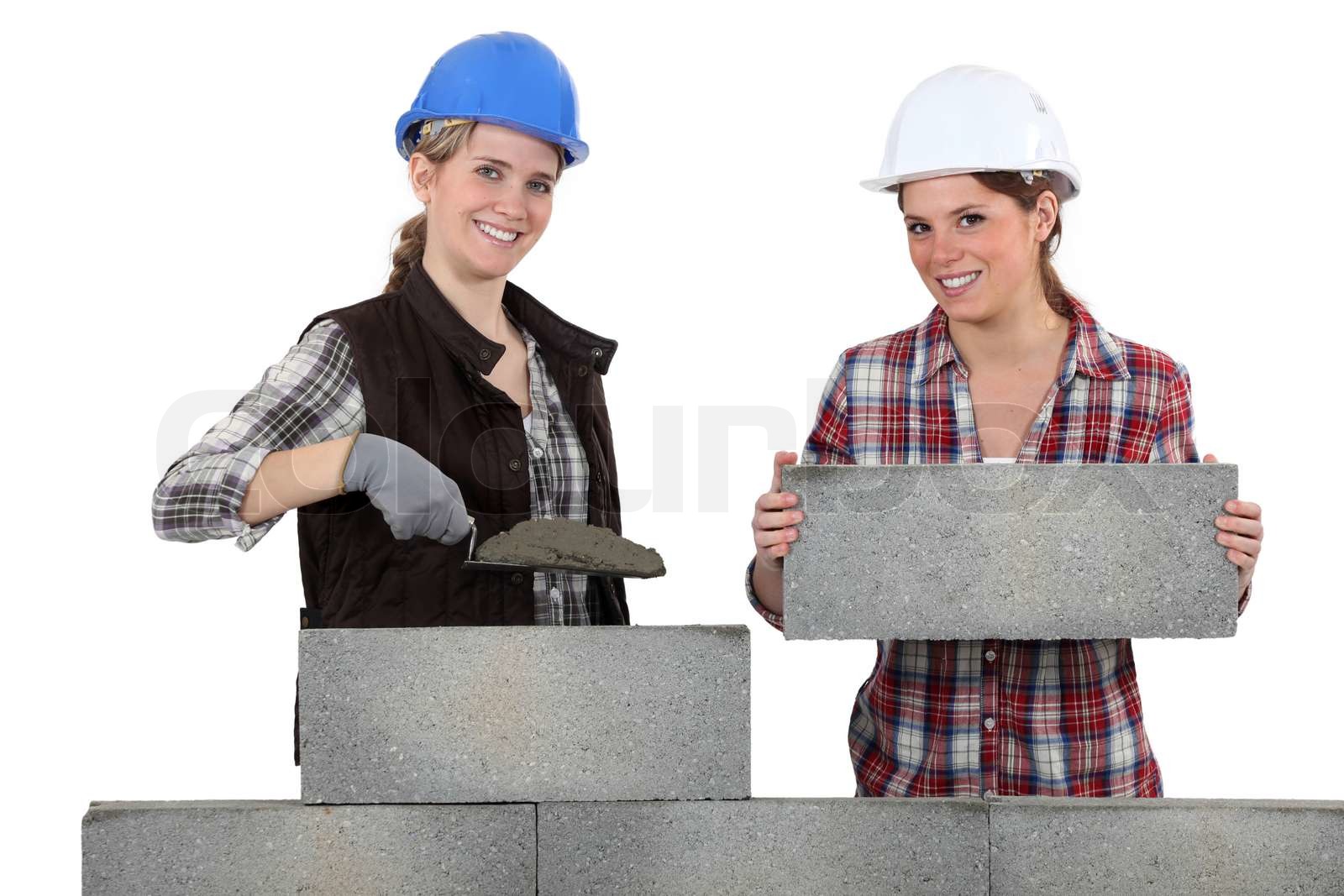 Female bricklayers | Stock image | Colourbox