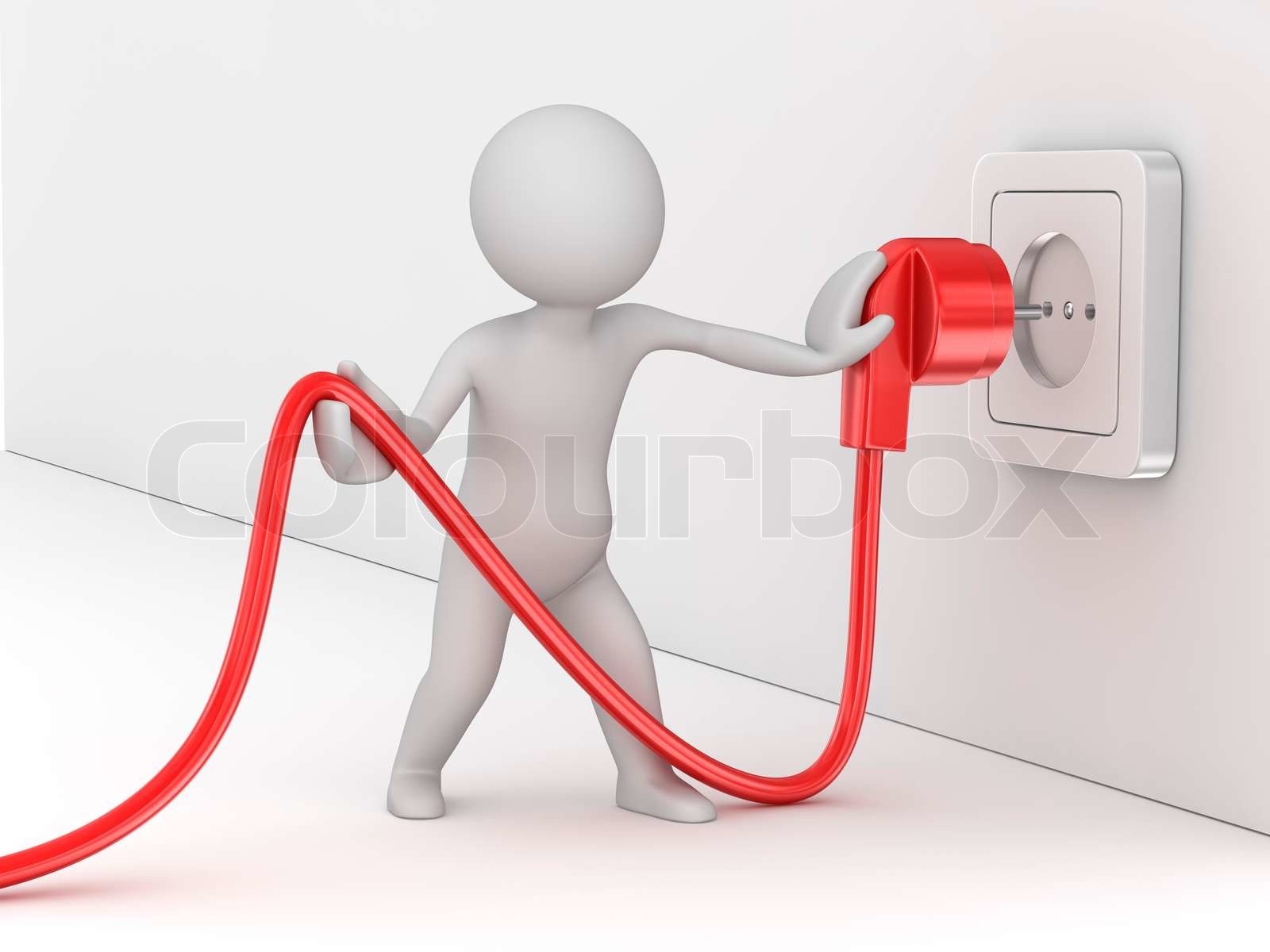 Man holding electric cable | Stock image | Colourbox