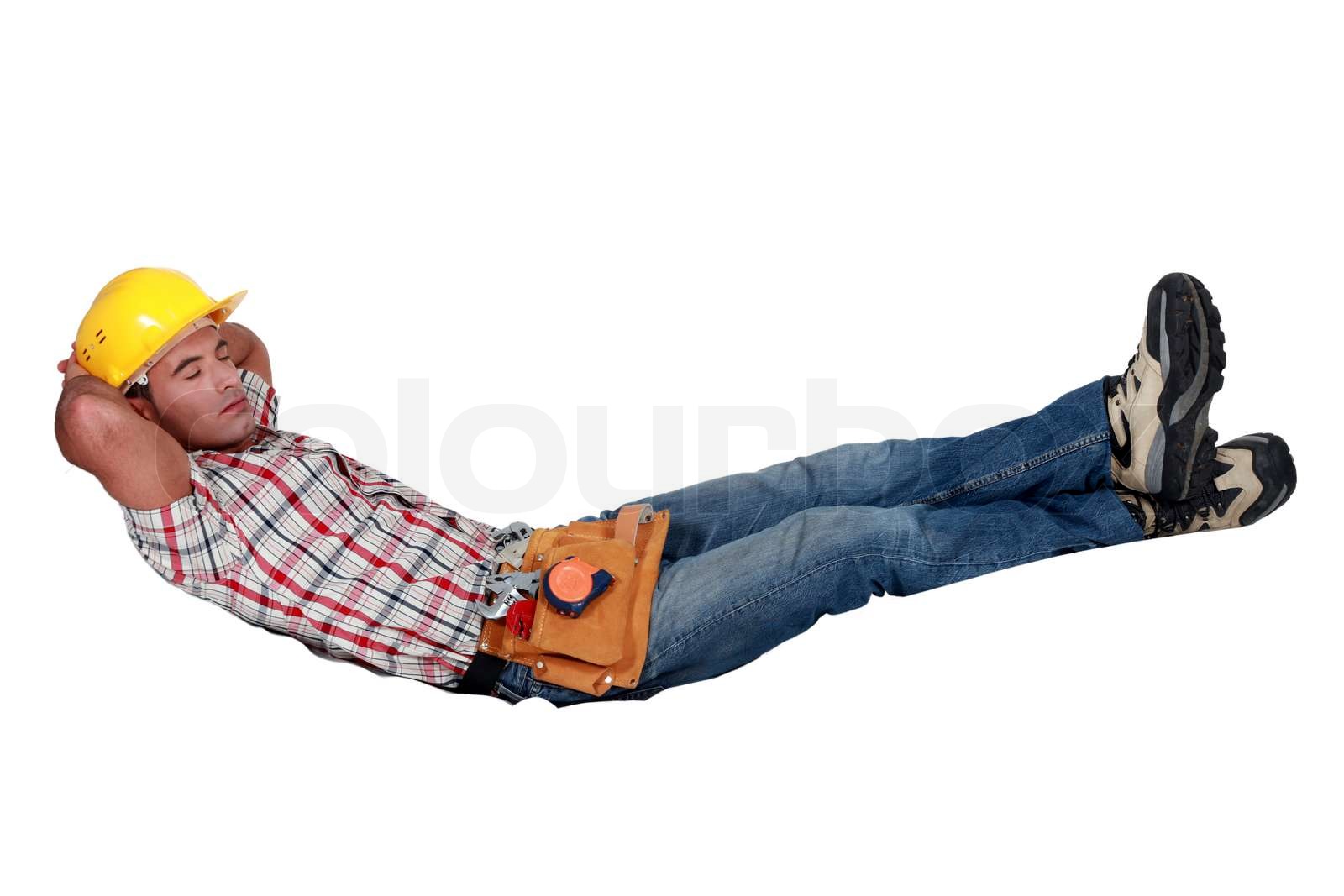Builder sleeping | Stock image | Colourbox
