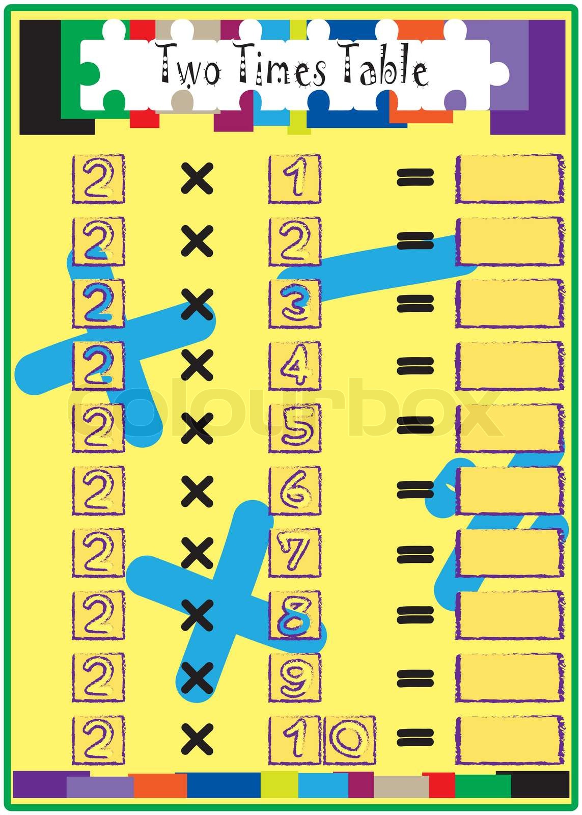 Multiplication Math drill with Two Times Table | Stock vector | Colourbox