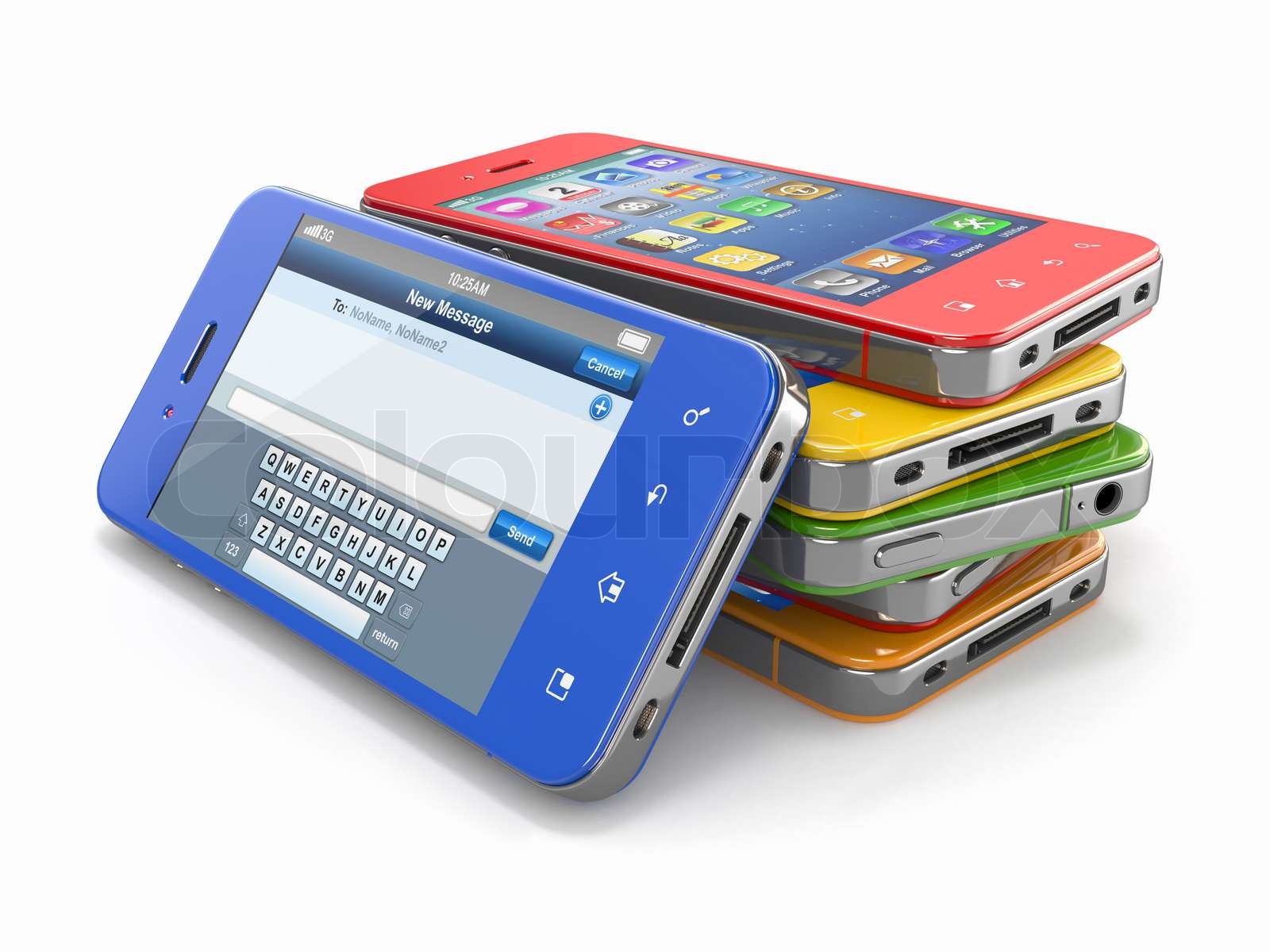 Handys mit Touchscreen. | Stock Bild | Colourbox