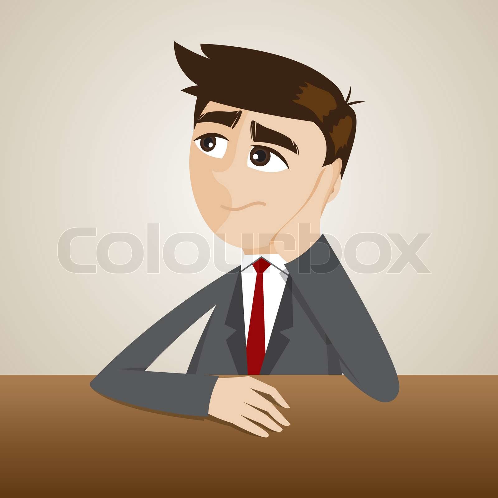 cartoon businessman thinking | Stock vector | Colourbox