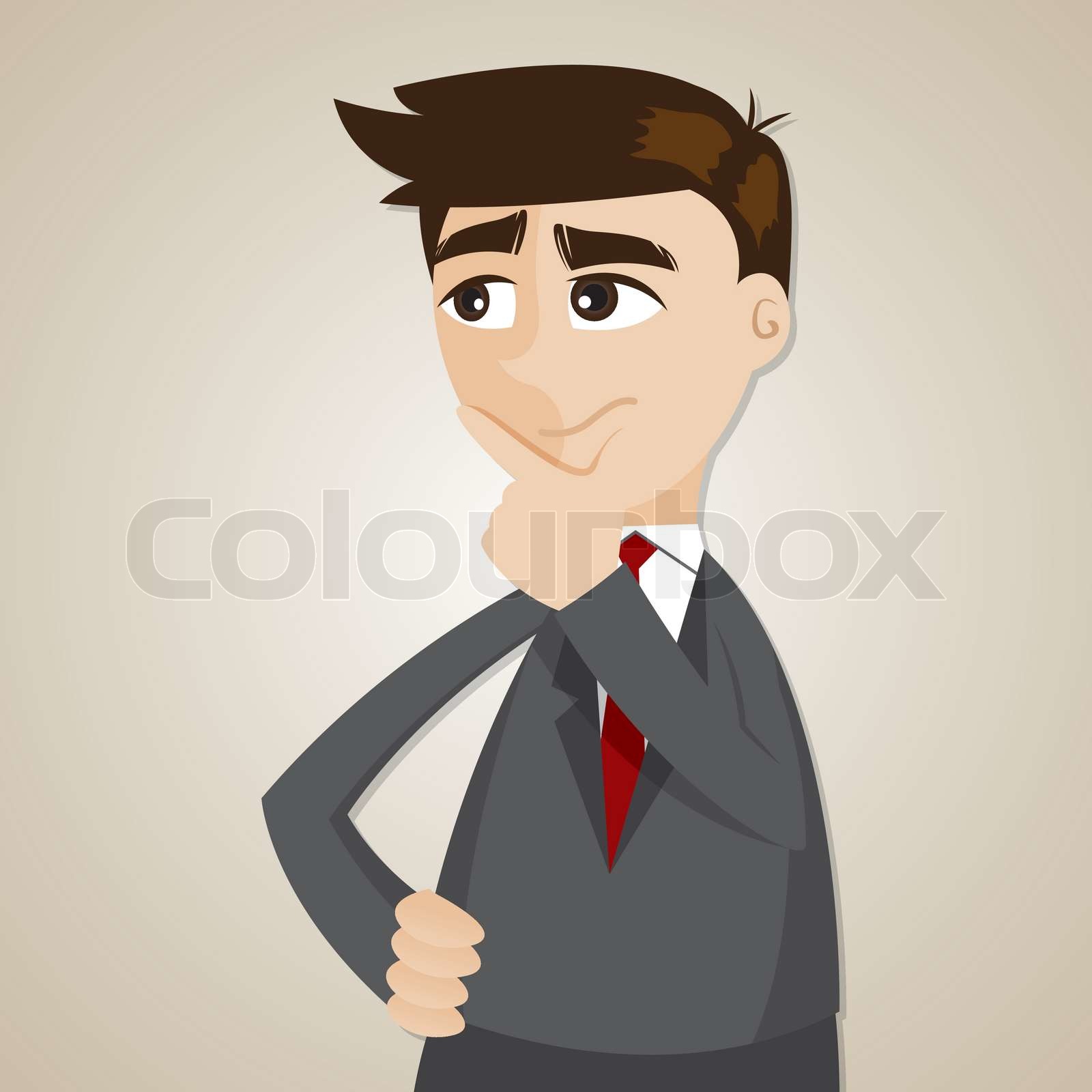 cartoon businessman thinking | Stock vector | Colourbox