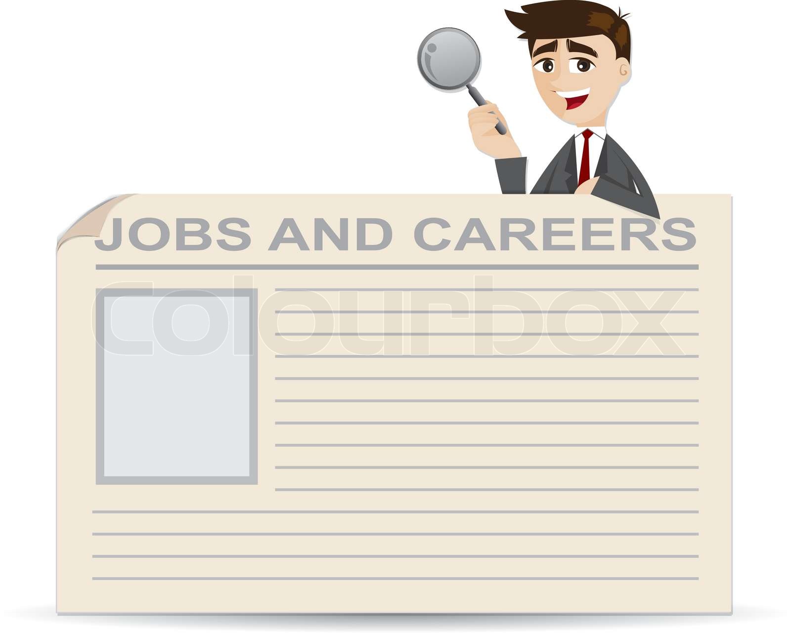 cartoon businessman searching for jobs and careers | Stock vector ...