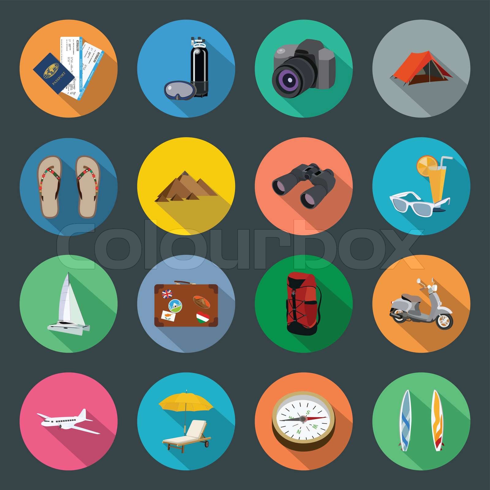 Tourismus flache Icons set | Stock-Vektor | Colourbox