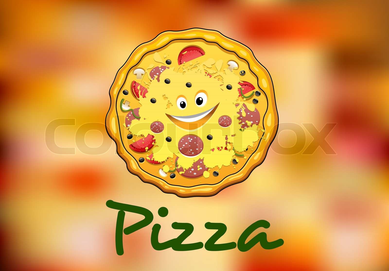Full round cartoon pizza | Stock vector | Colourbox