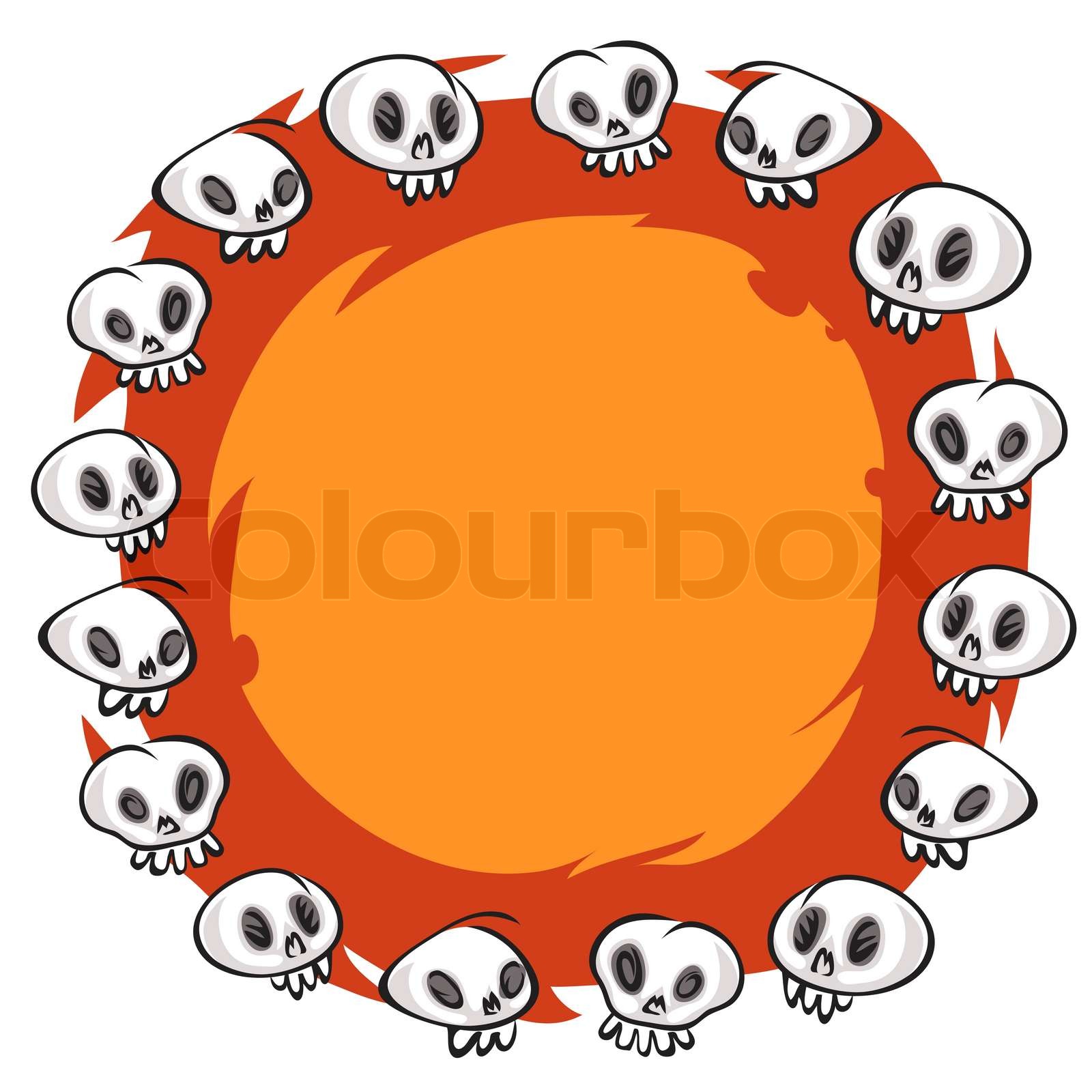 Cartoon Skulls Round Frame on White Background | Stock vector | Colourbox
