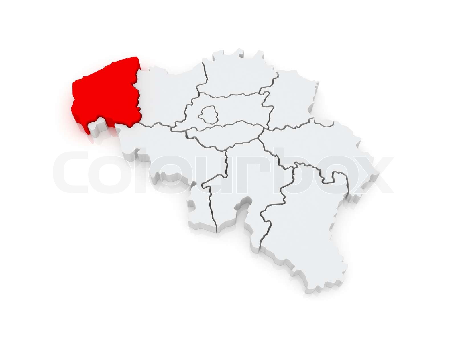 Map of West Flanders. Belgium. | Stock image | Colourbox