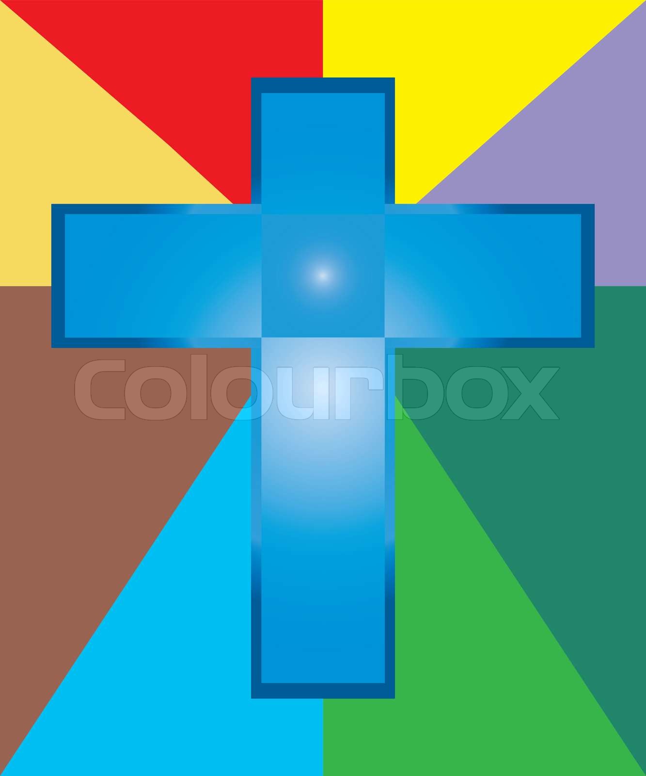 Blue Jesus Cross on Colorful Background | Stock vector | Colourbox