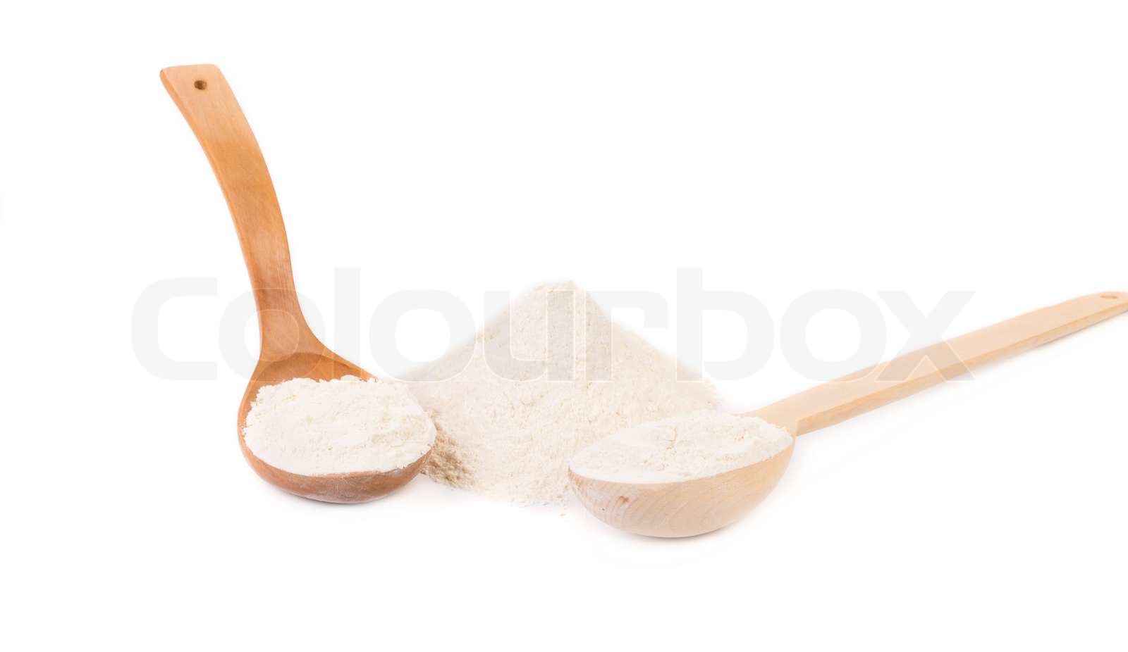 Holz Löffel voll Mehl. | Stock Bild | Colourbox