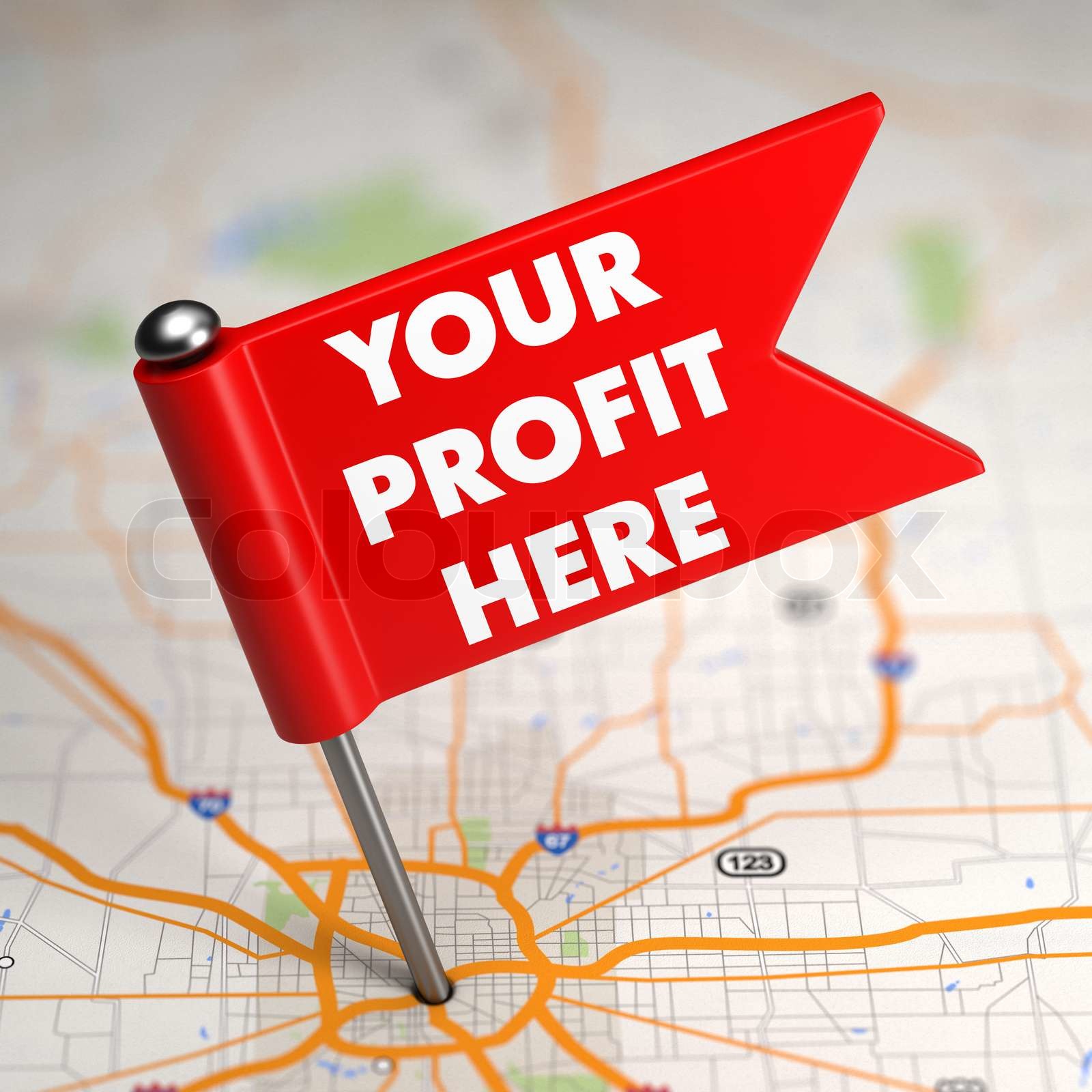 Your Profit Here - Small Flag on Map. | Stock image | Colourbox