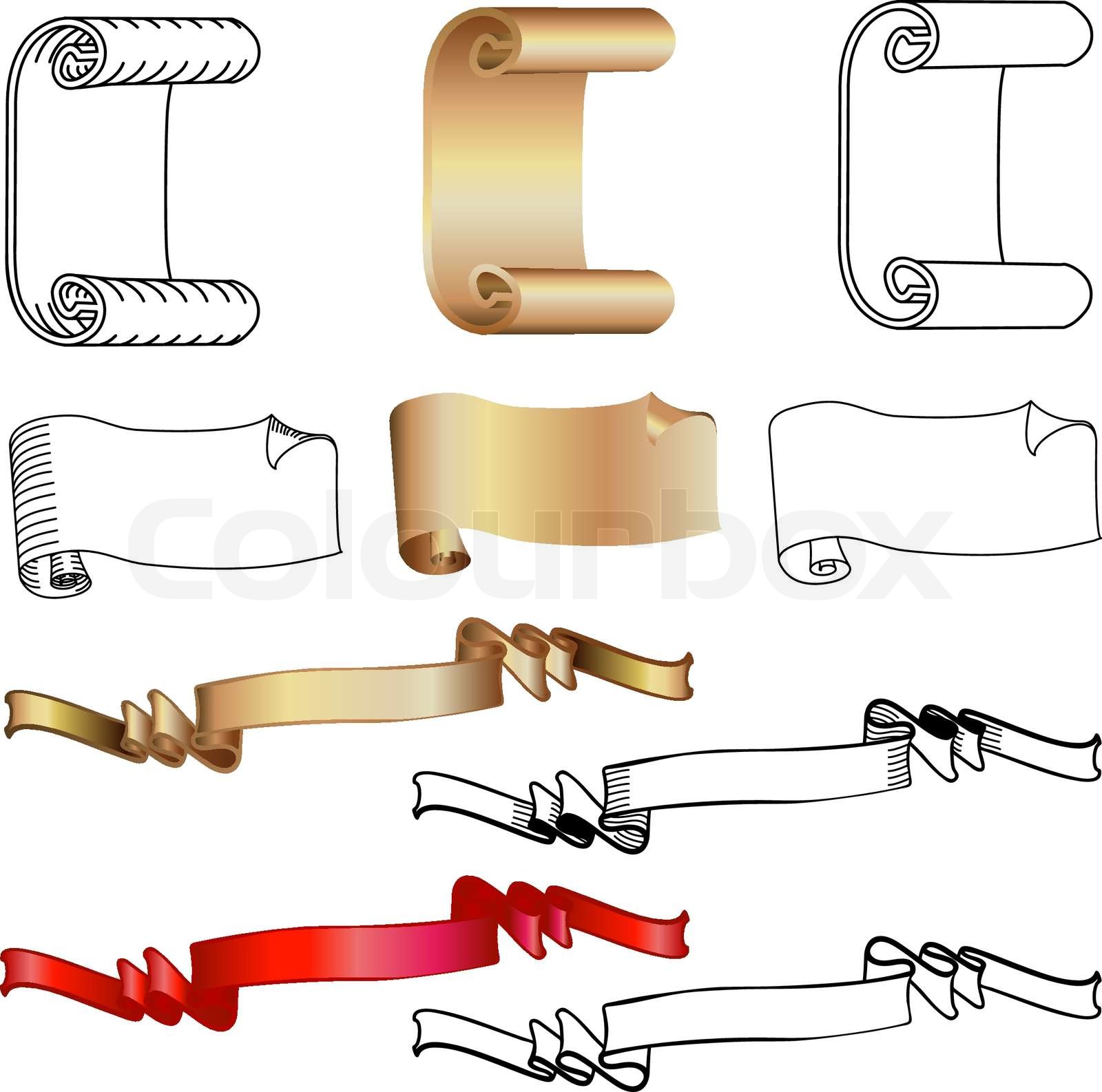 Scroll, banner, and flag design elements | Stock vector | Colourbox