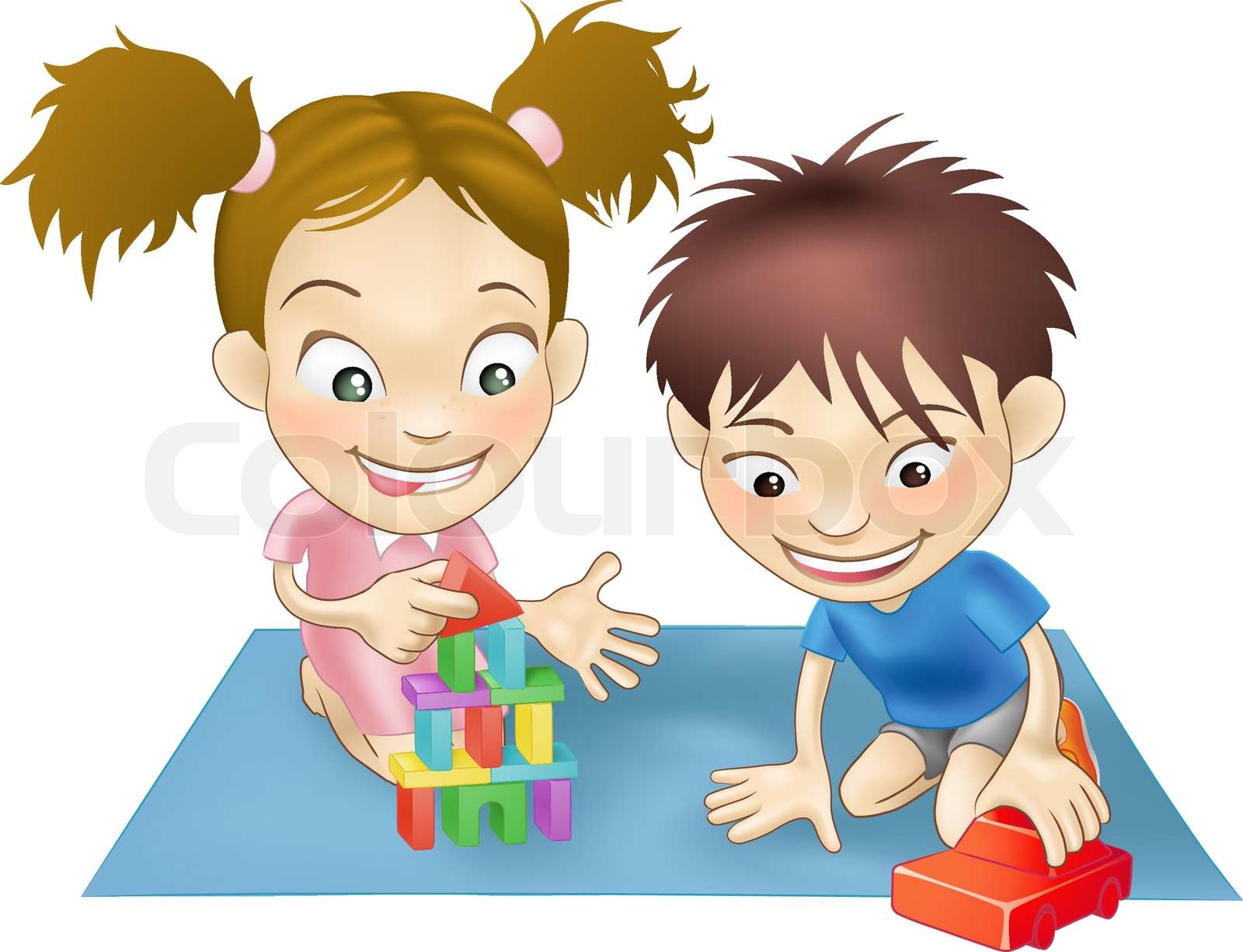 two children playing | Stock vector | Colourbox