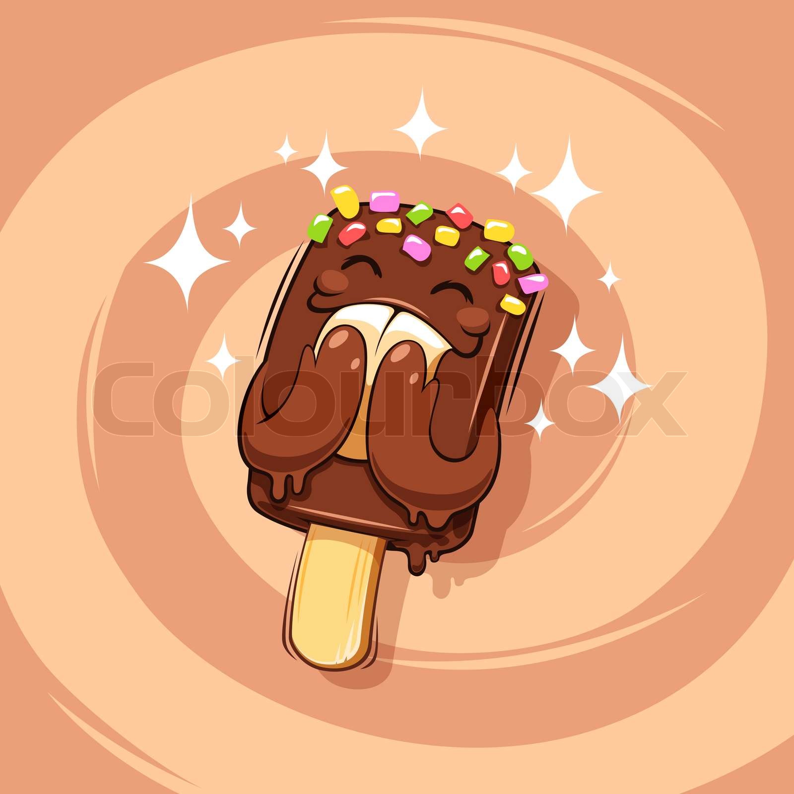 Happy Cartoon Chocolate Ice Cream | Stock vector | Colourbox