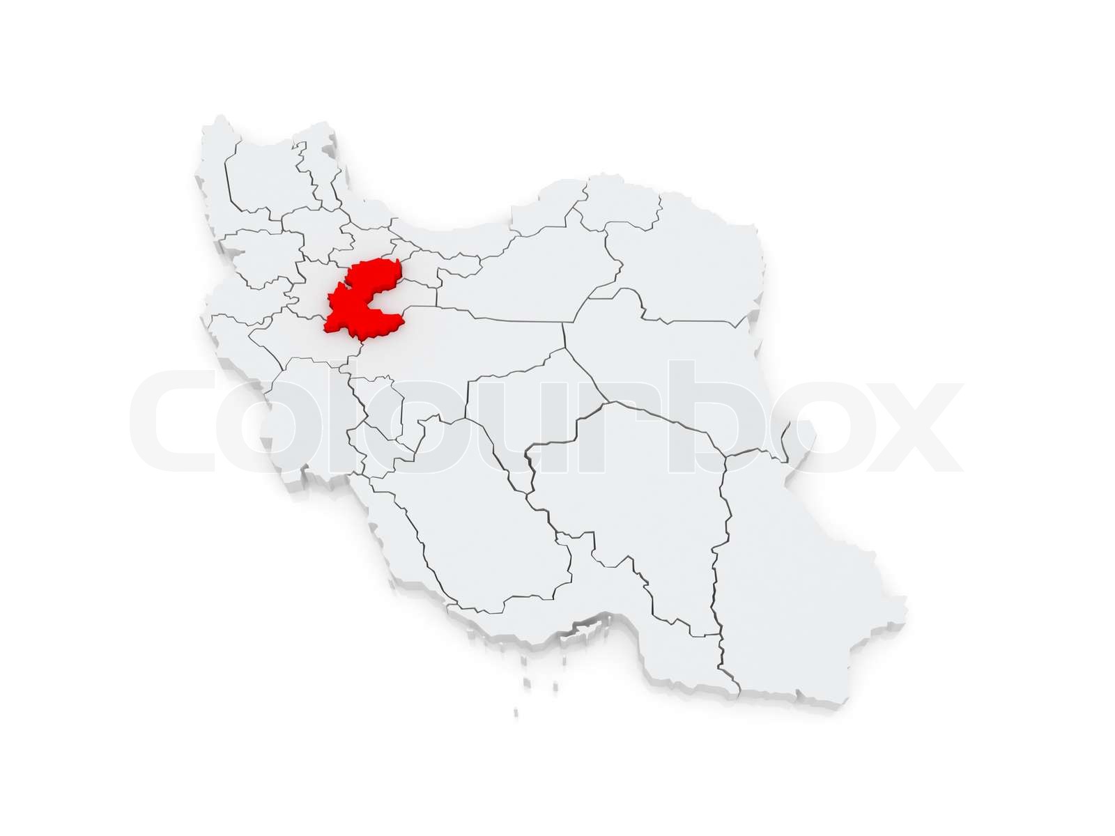 Map of Ostan-e Markazi. Iran. | Stock image | Colourbox