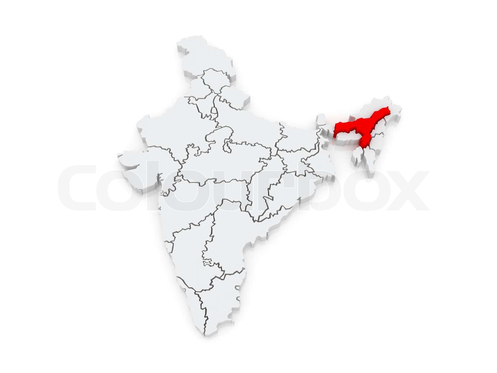 Karte von Assam. Indien. | Stock Bild | Colourbox