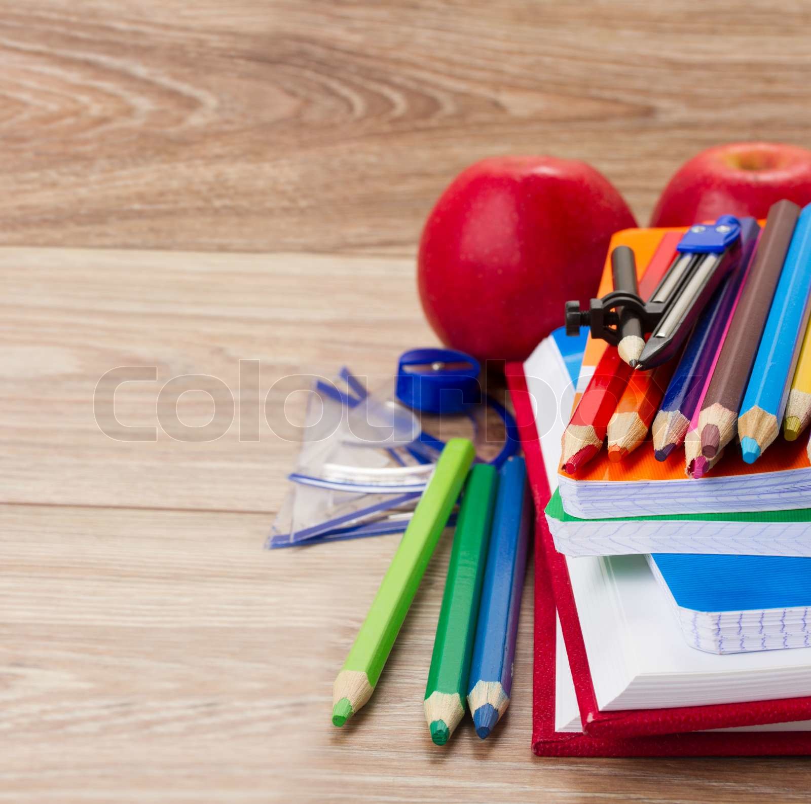 books with school supply | Stock image | Colourbox