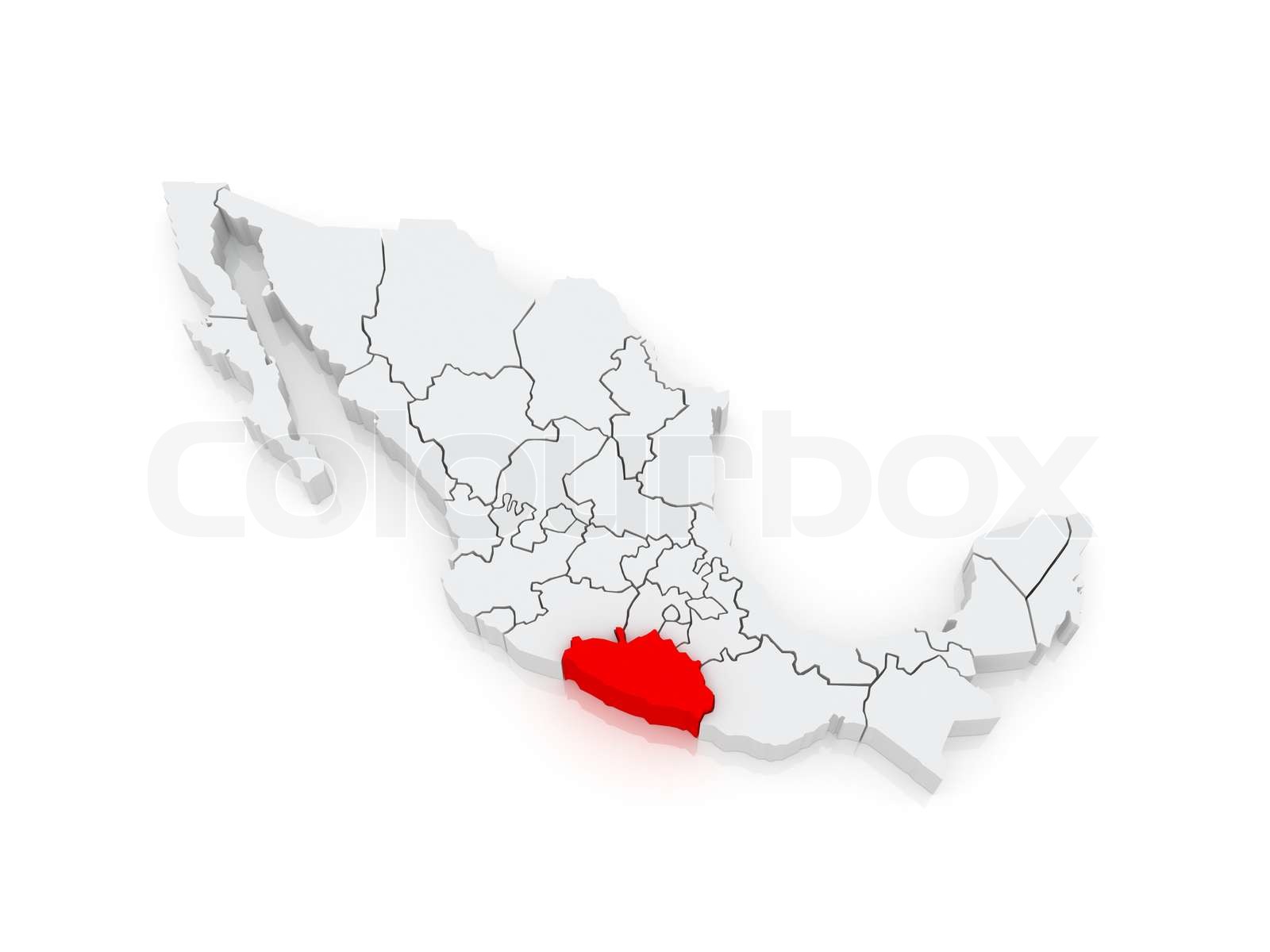 Map of Guerrero. Mexico. | Stock image | Colourbox